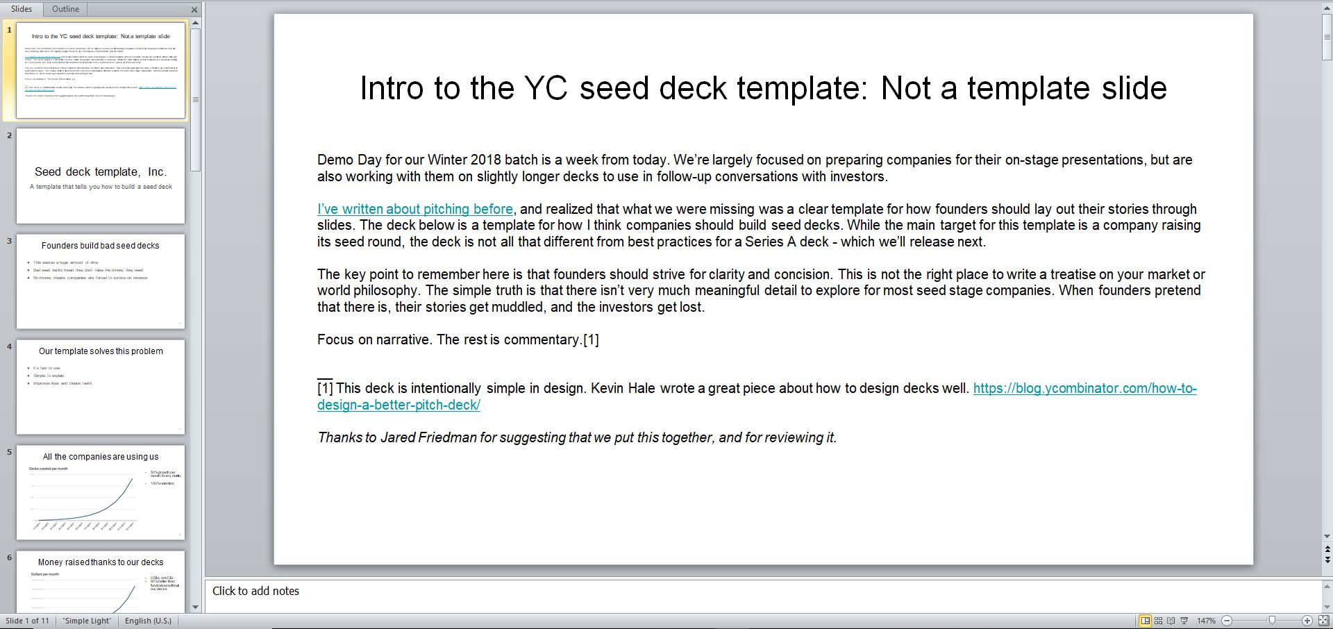 The YC Seed Deck Template Eloquens