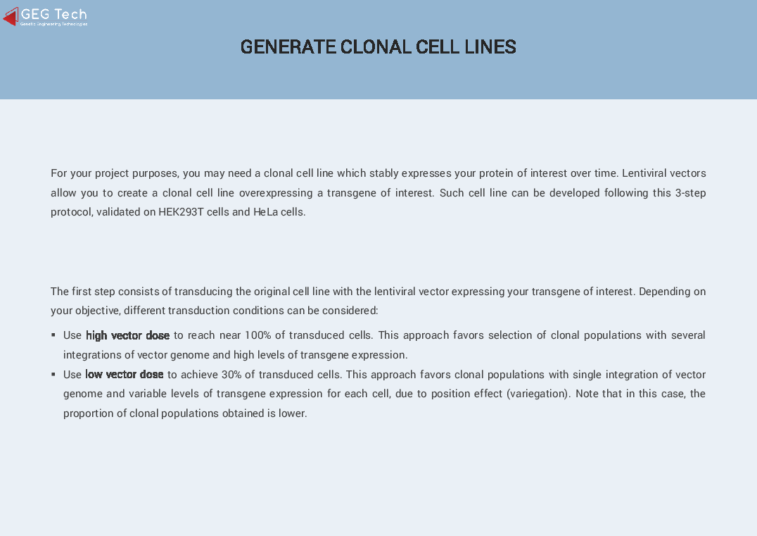 Generate A Clonal Cell Line Protocol - Eloquens