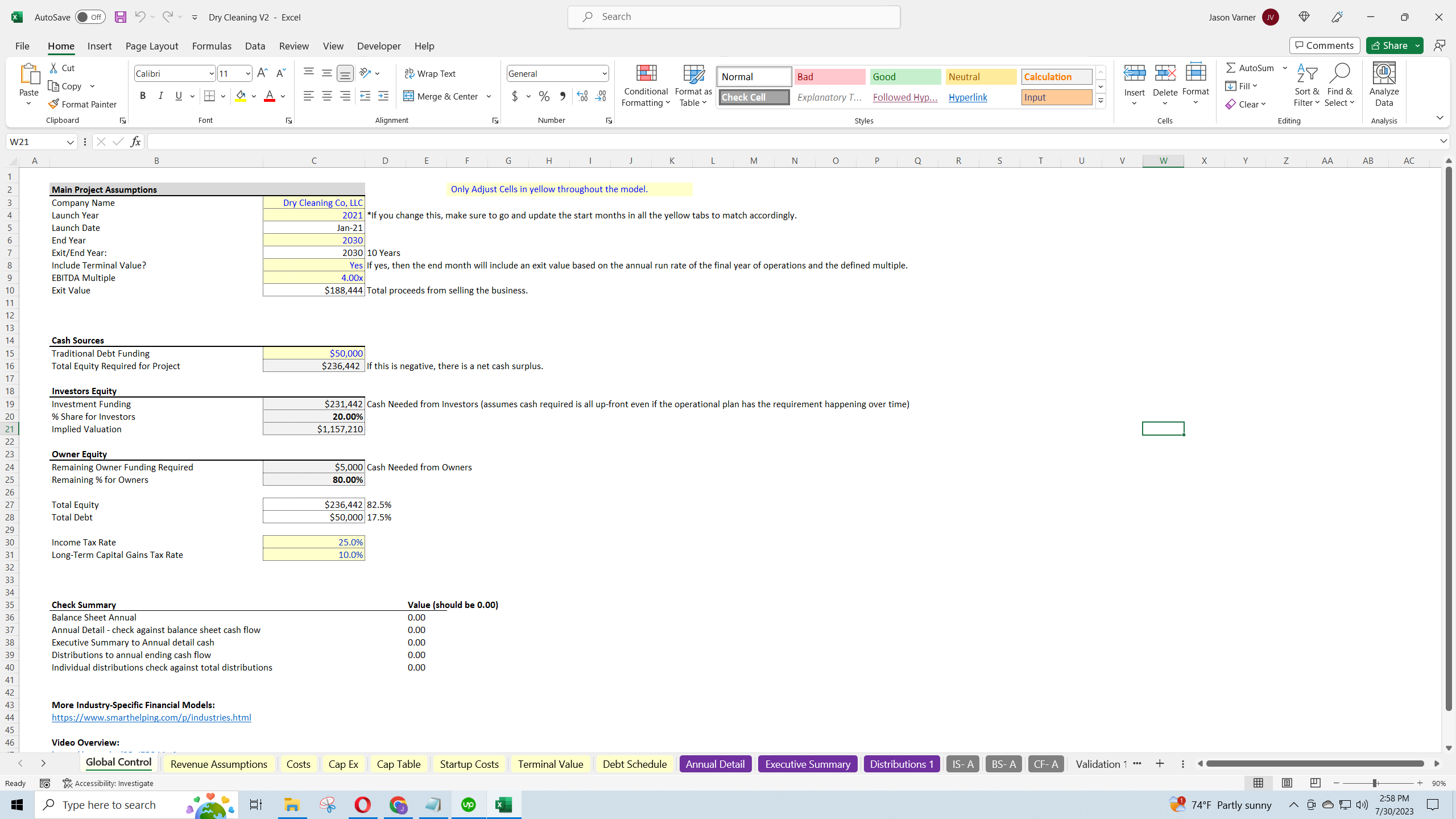 Dry Cleaning Business: Startup Pro-Forma Excel Model - Eloquens