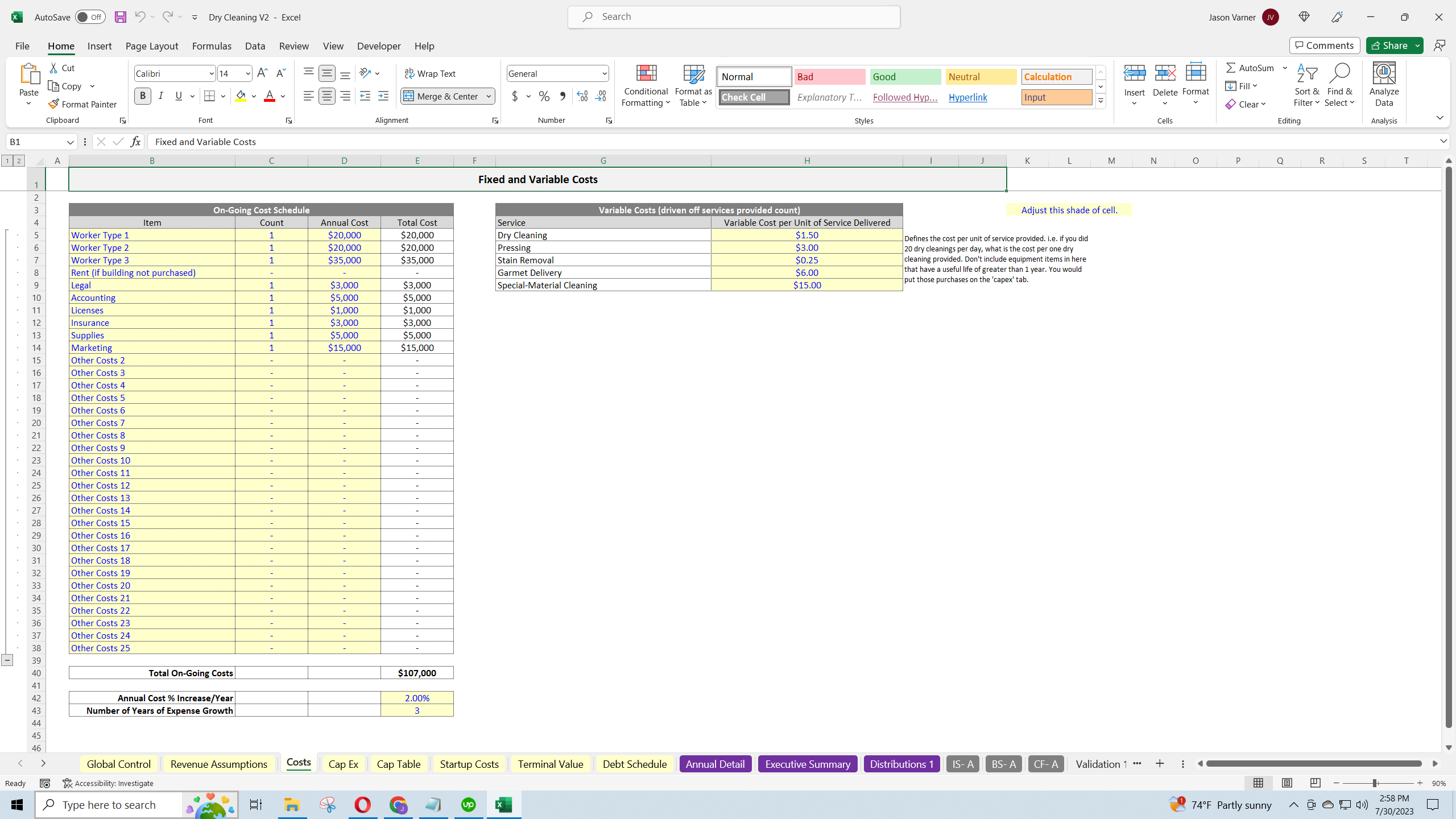 Dry Cleaning Business: Startup Pro-Forma Excel Model - Eloquens
