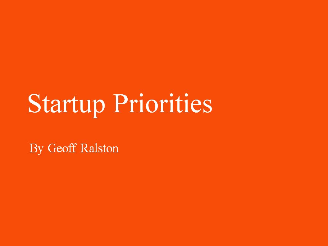 Startup Priorities - Eloquens
