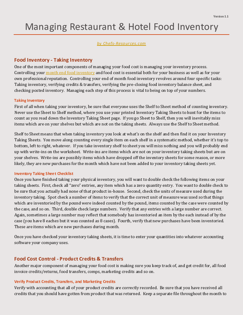 Managing Restaurant & Hotel Food Inventory - Eloquens