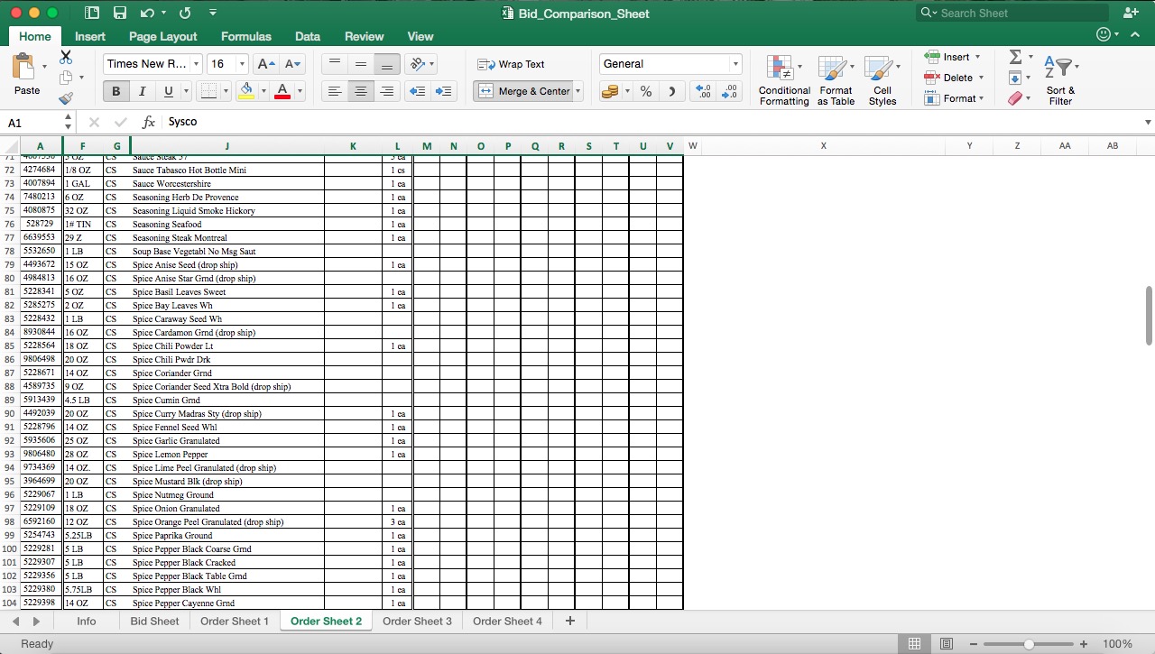 Food Purchasing Bid Sheet - Eloquens