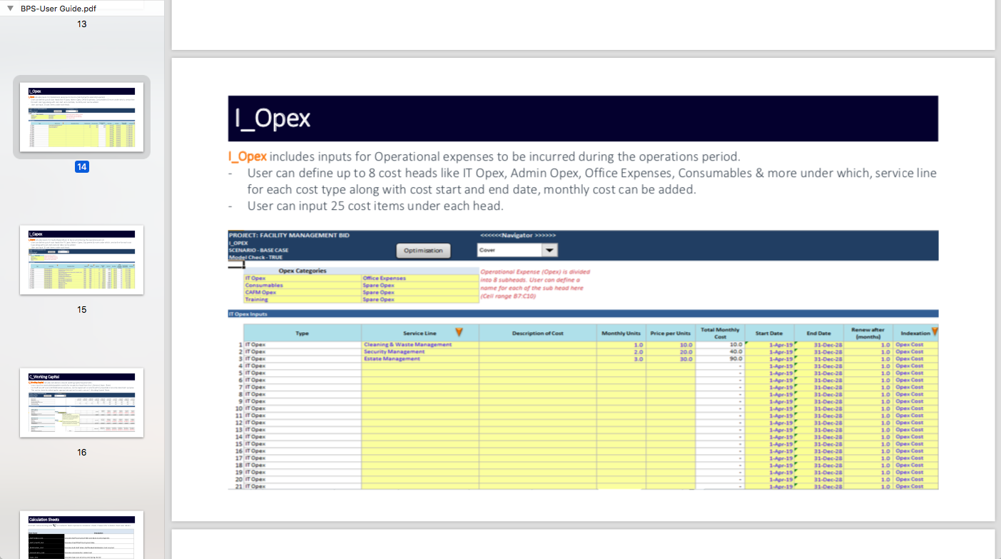 Commercial Model - Operation and Management (Bidding Excel Model ...