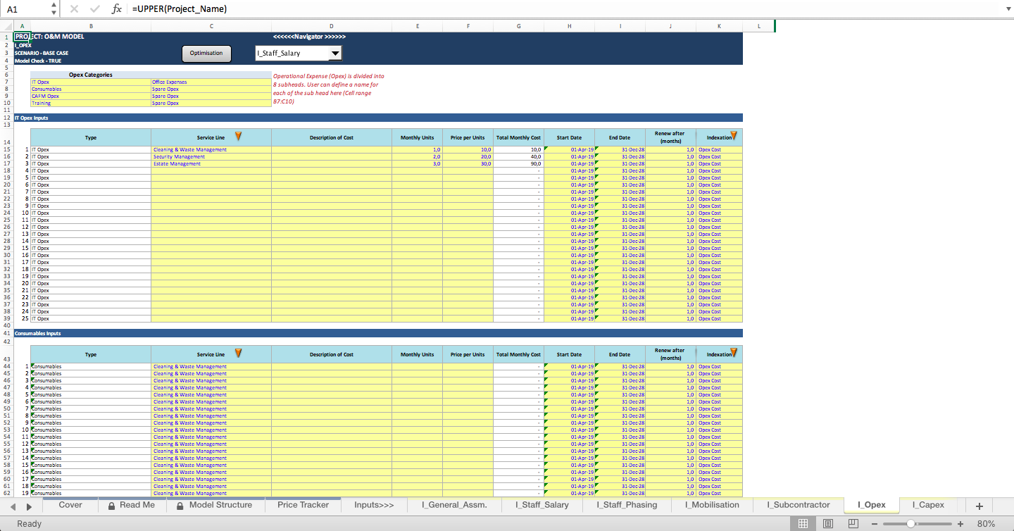 Commercial Model - Operation and Management (Bidding Excel Model ...
