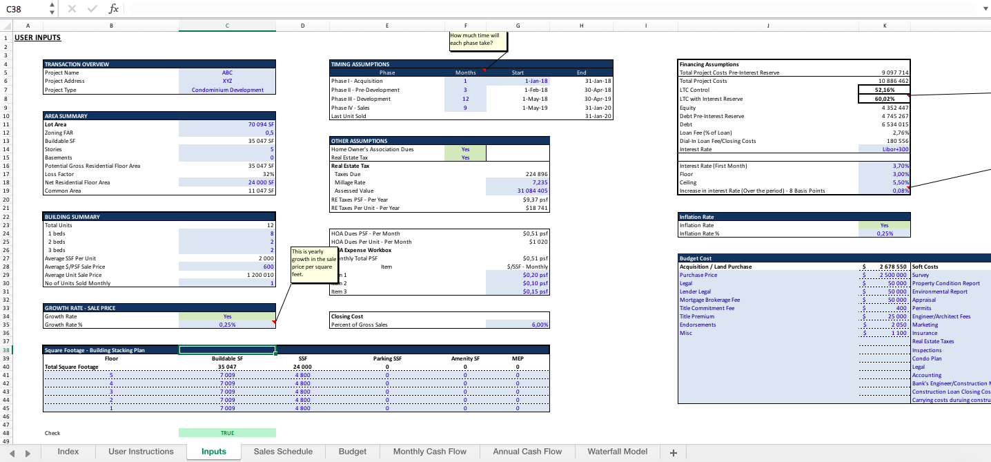 Real Estate Condominium Waterfall Excel Model - Eloquens