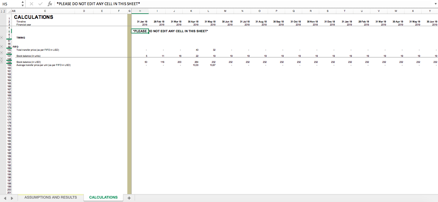 Stock Valuation Excel Model under FIFO system. - Eloquens
