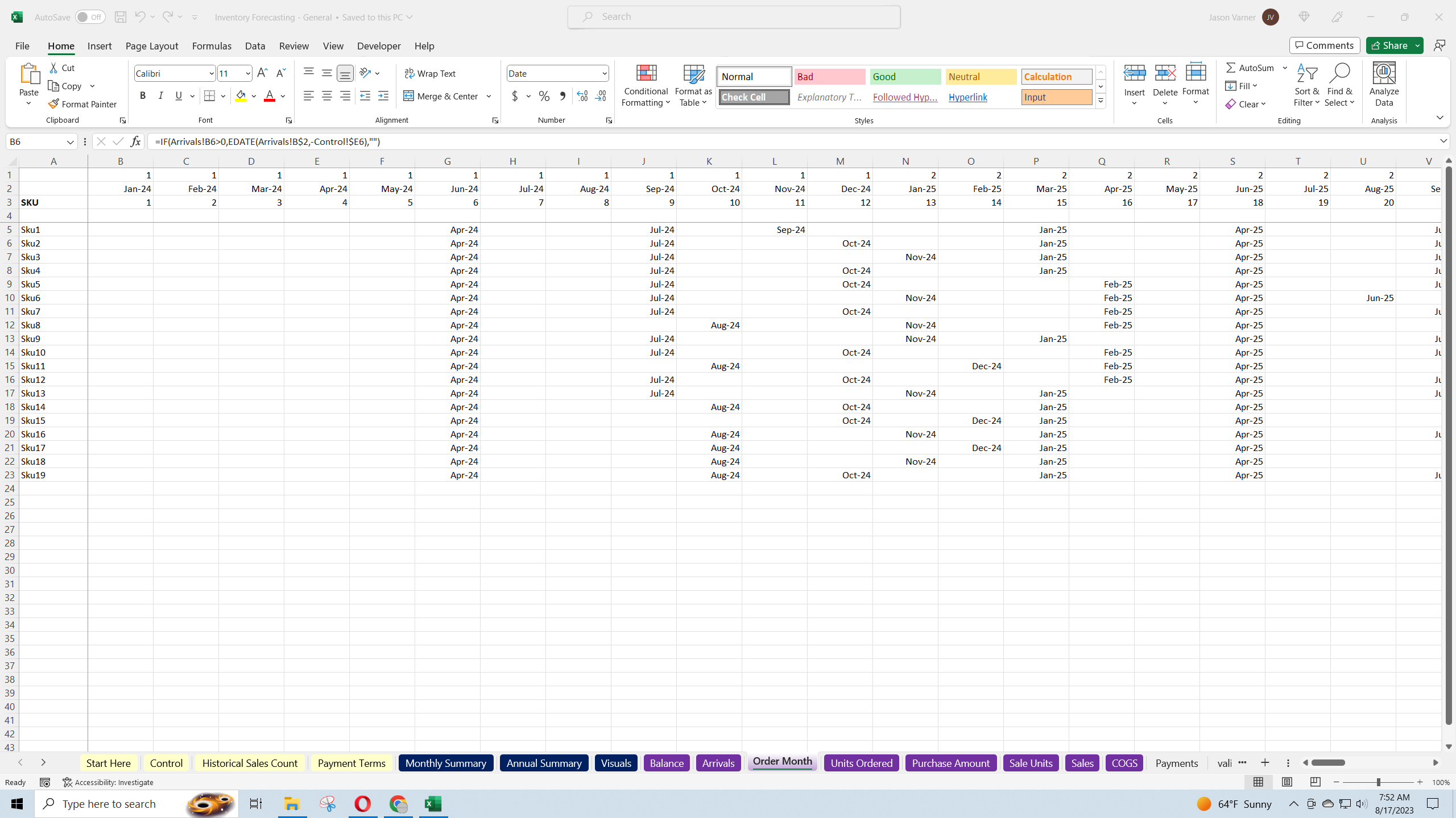 Inventory Cash Flow Management - Up to 36 Month Forecast - Eloquens