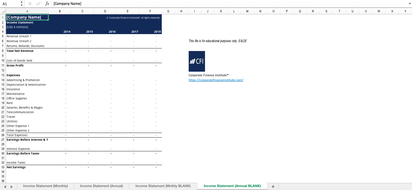 Simple Income Statement Excel