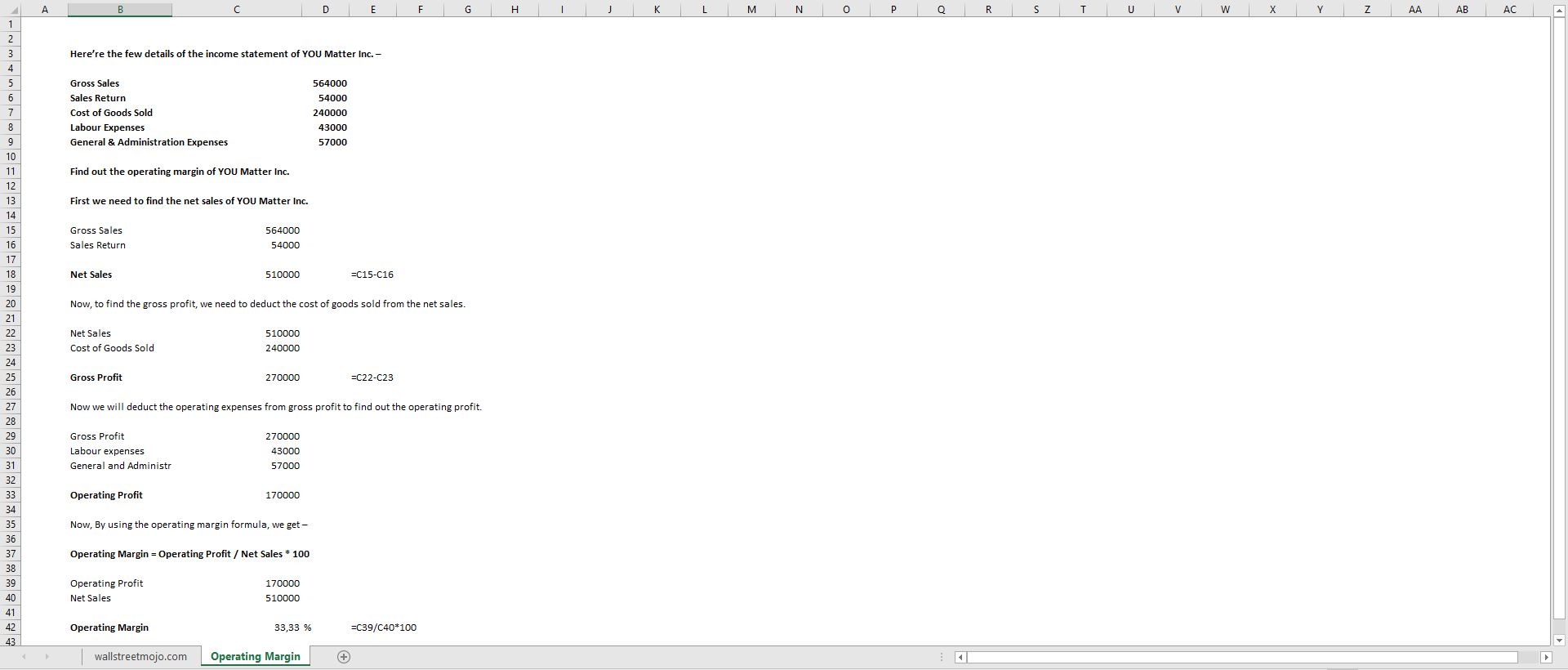 Operating Profit Margin Excel Template - Eloquens