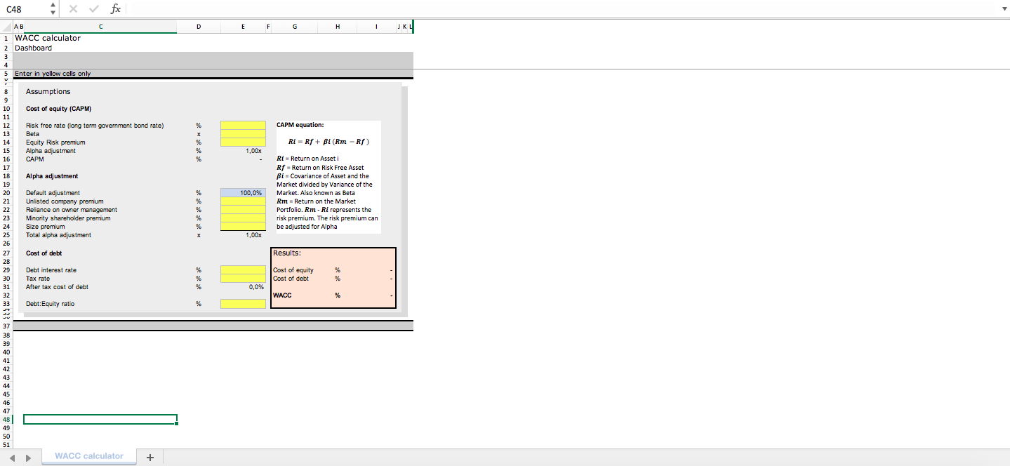 WACC (Weighted Average Cost of Capital) Excel Calculator - Eloquens