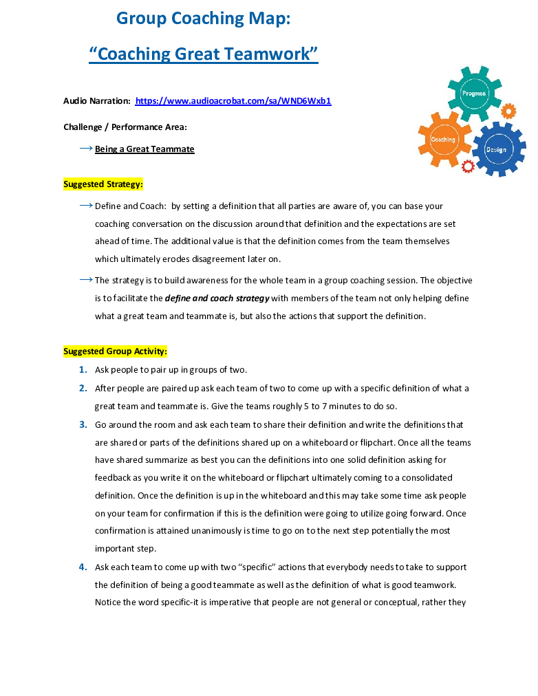 Coaching Great Teamwork - Eloquens