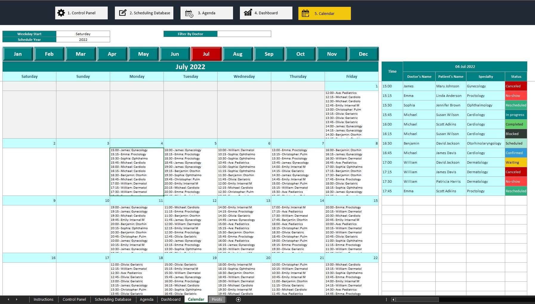 Appointment Management for Medical Clinics (with Dynamic Monthly ...