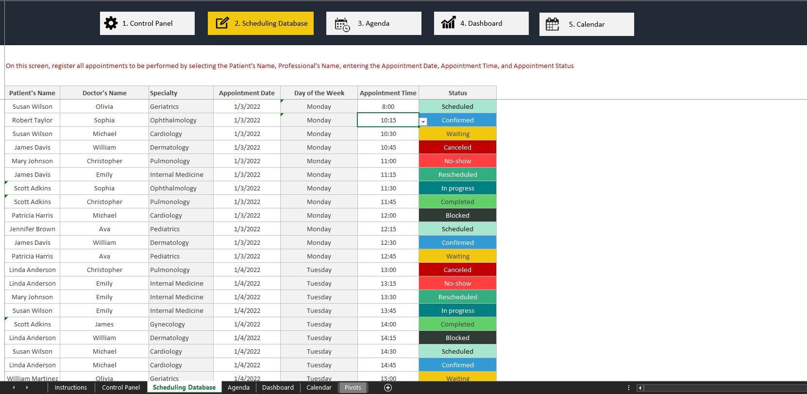 Appointment Management for Medical Clinics (with Dynamic Monthly ...