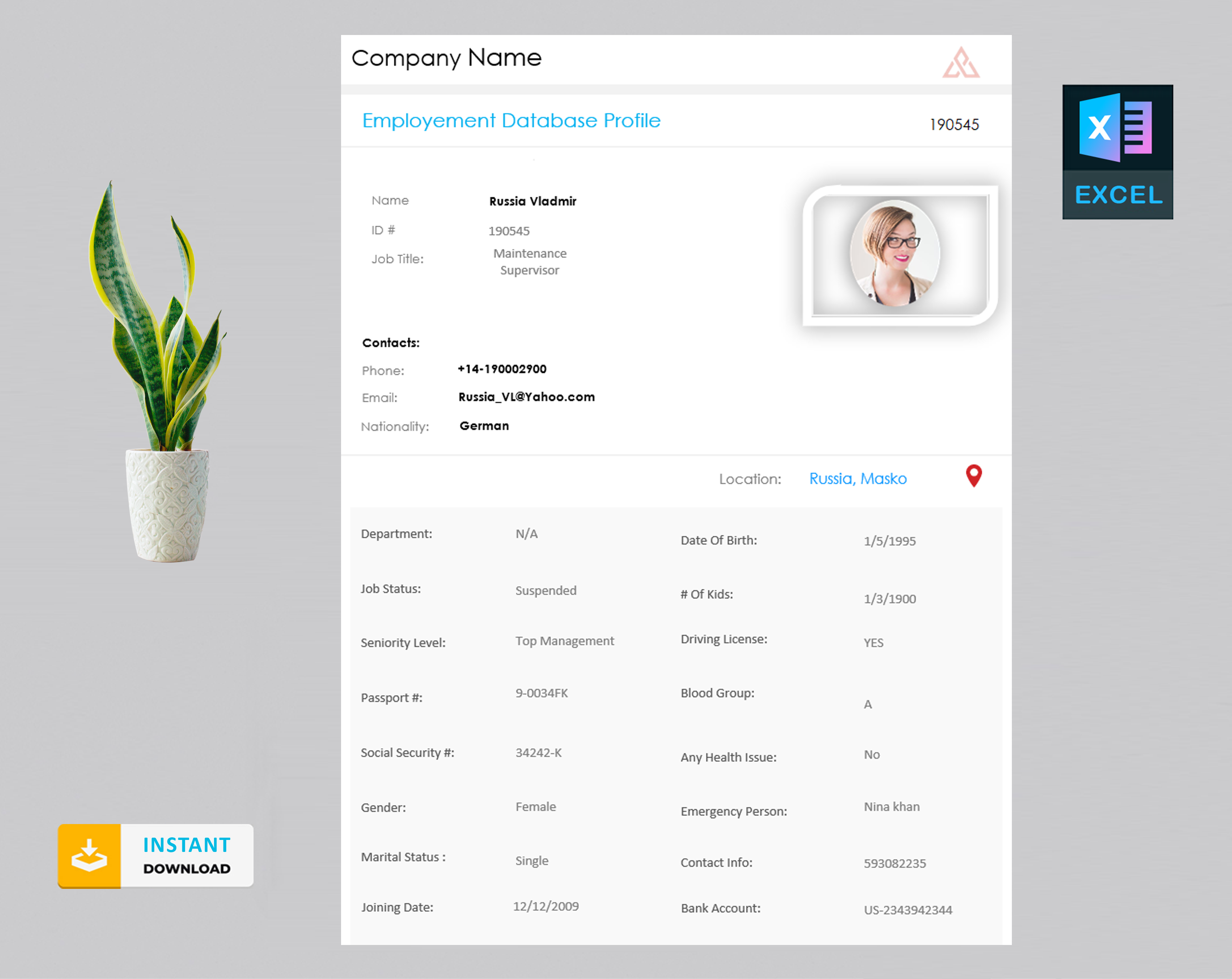 Employees Database template - Eloquens
