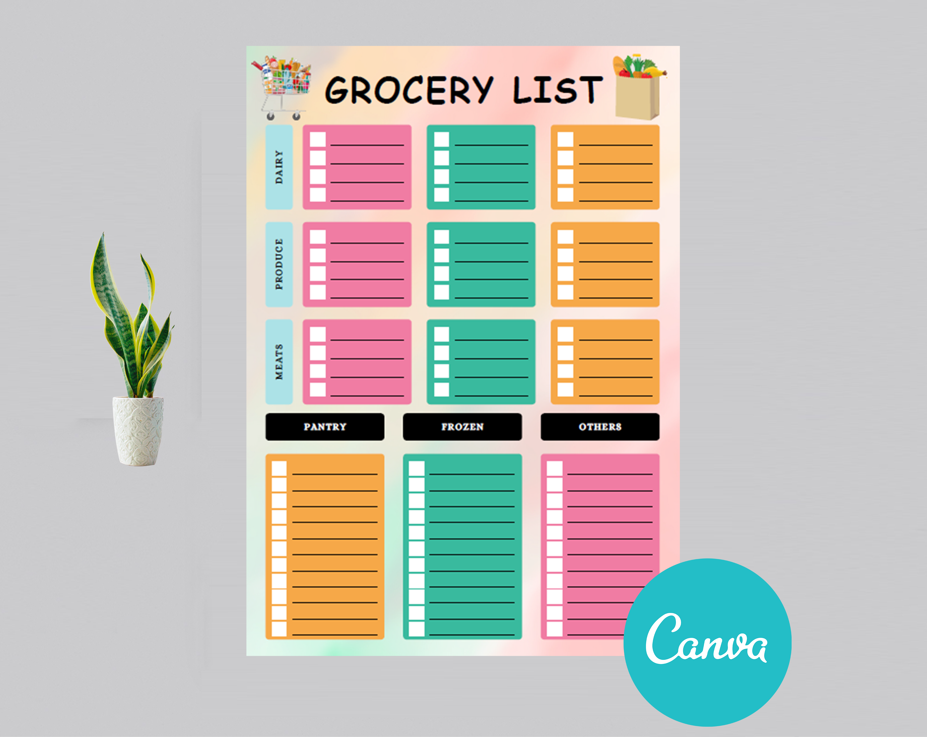 Colorful Grocery List Planner - Eloquens