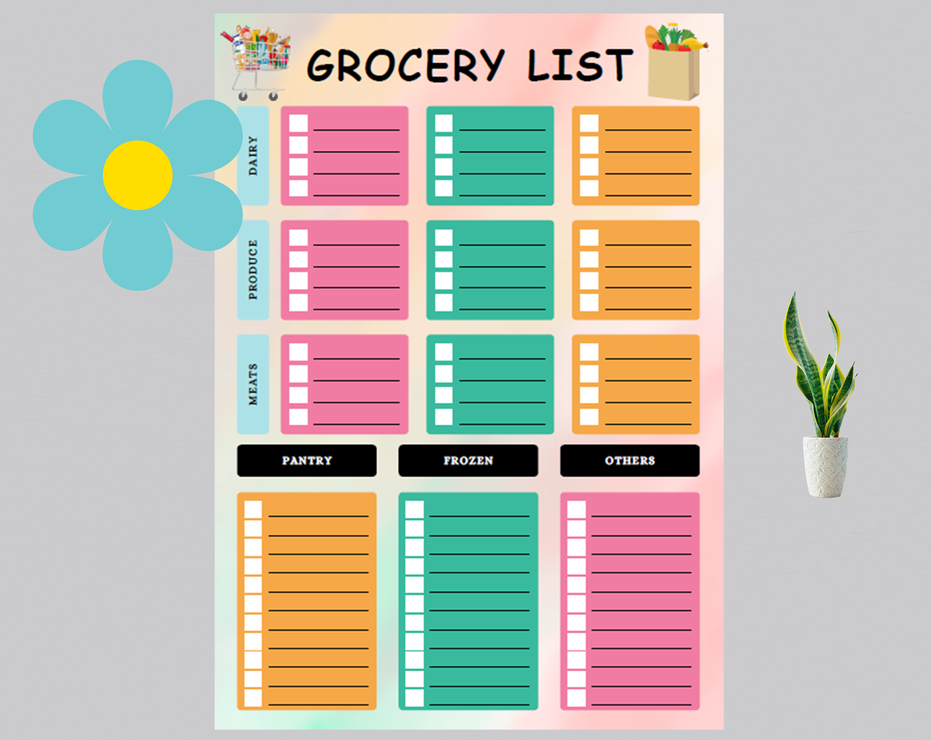Colorful Grocery List Planner - Eloquens