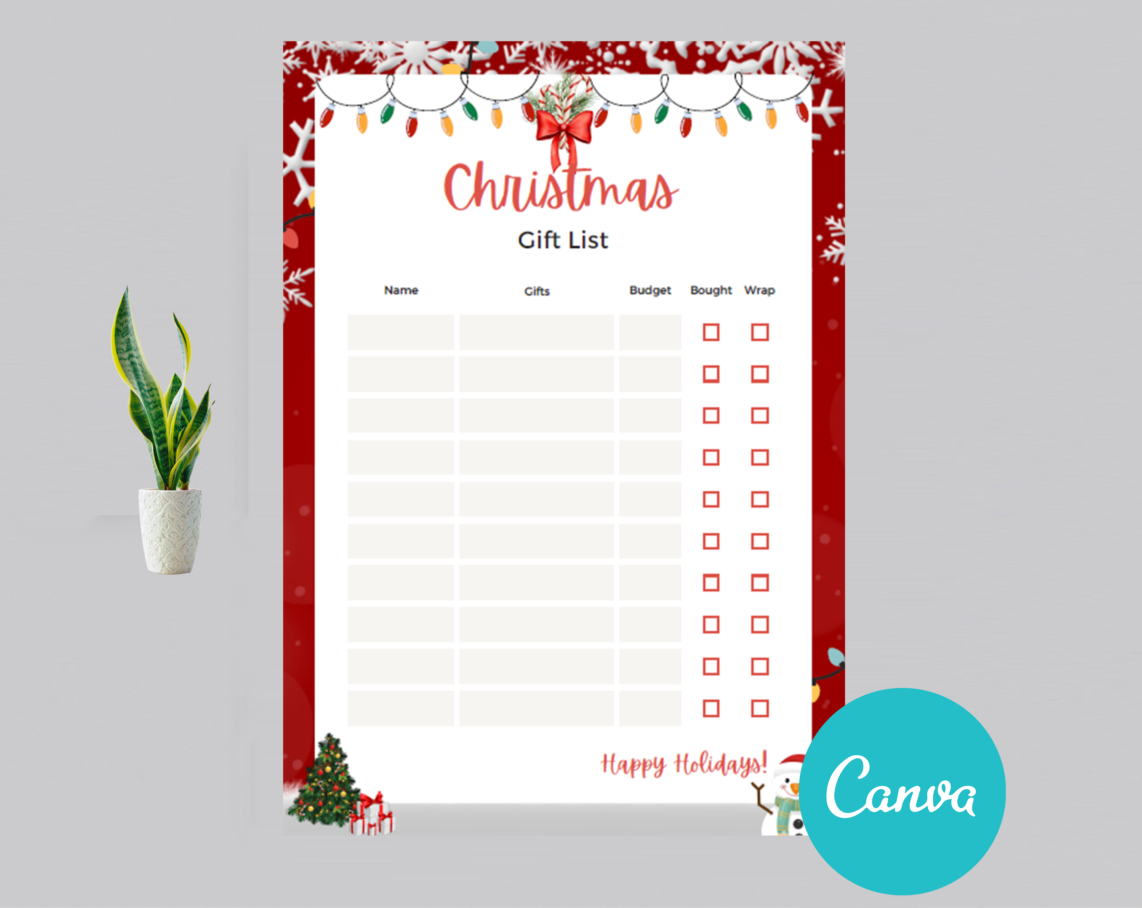 Christmas Gift List planner - Eloquens