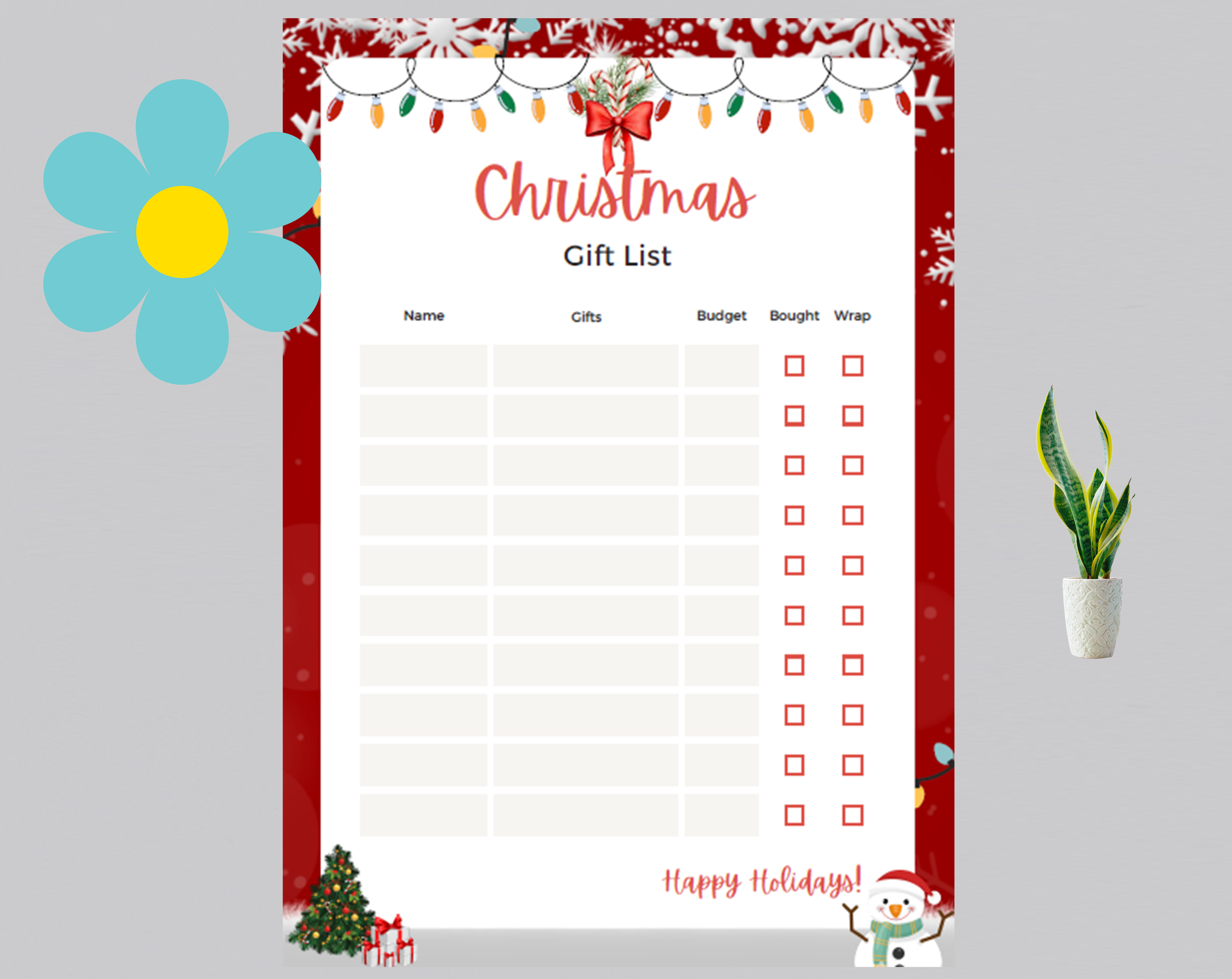 Christmas Gift List planner - Eloquens