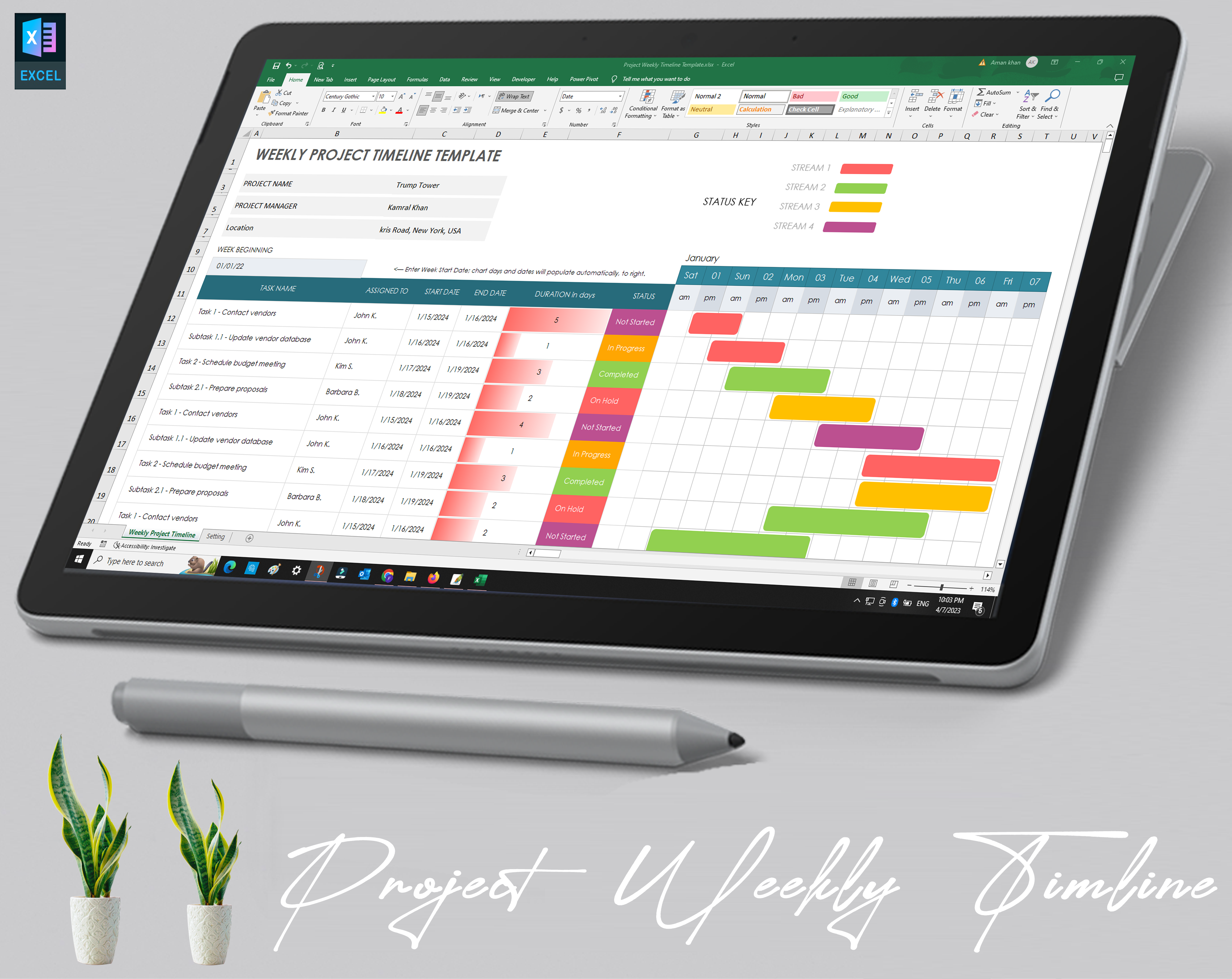 Project Weekly Timeline Template - Eloquens