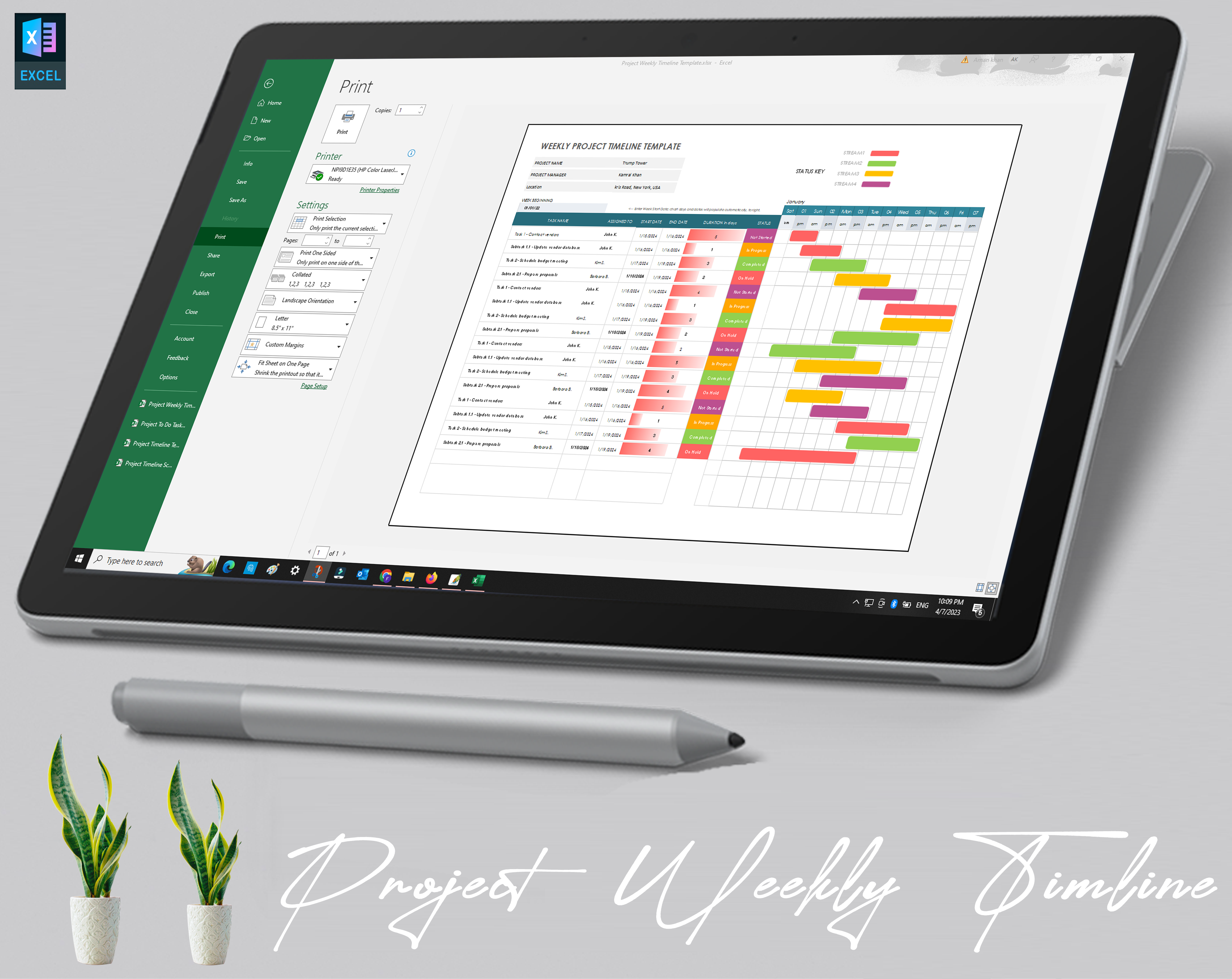 Project Weekly Timeline Template - Eloquens