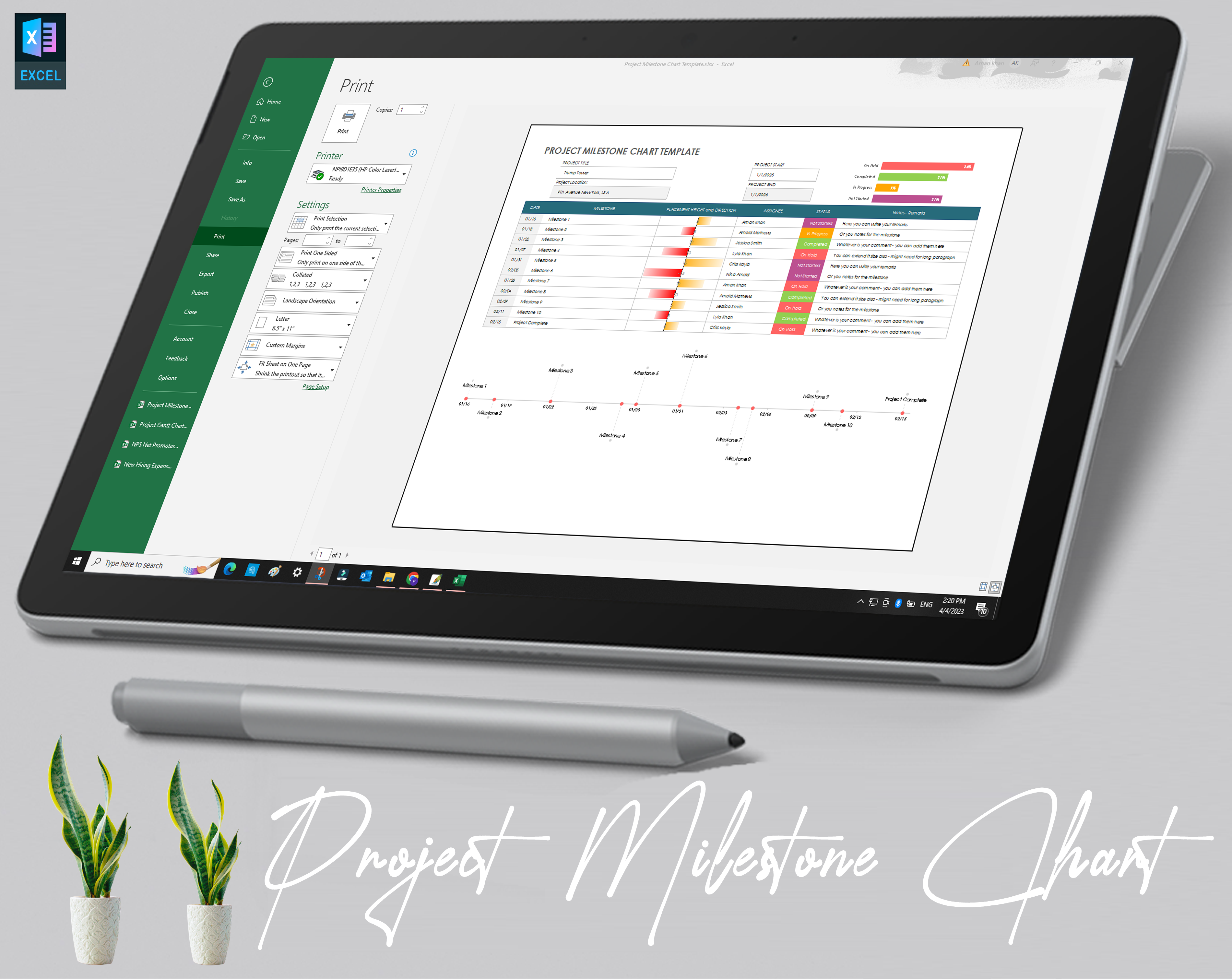 Project Mile-Stone Chart Template - Eloquens