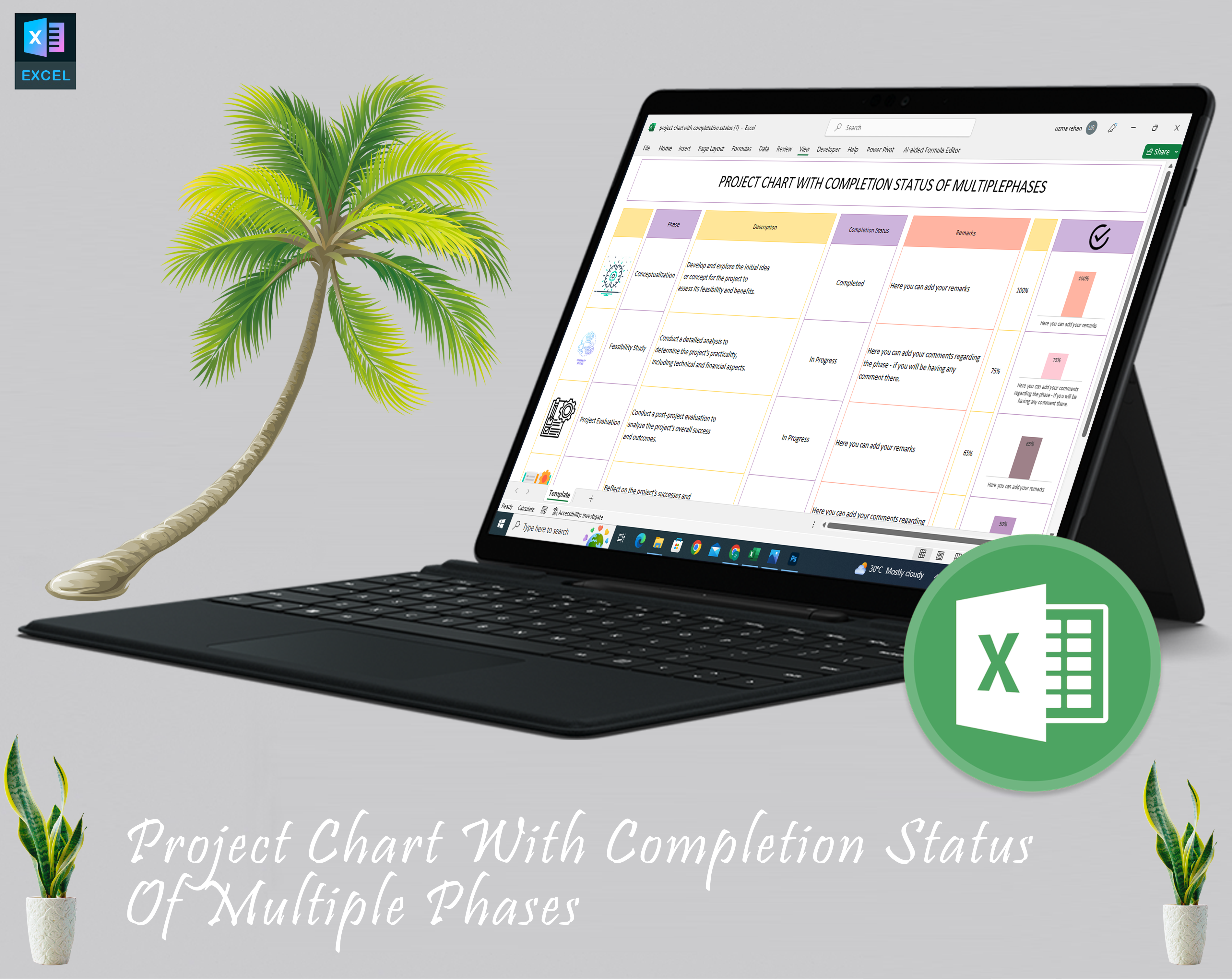 Project Chart (multiple phases) Excel Mode - Eloquens