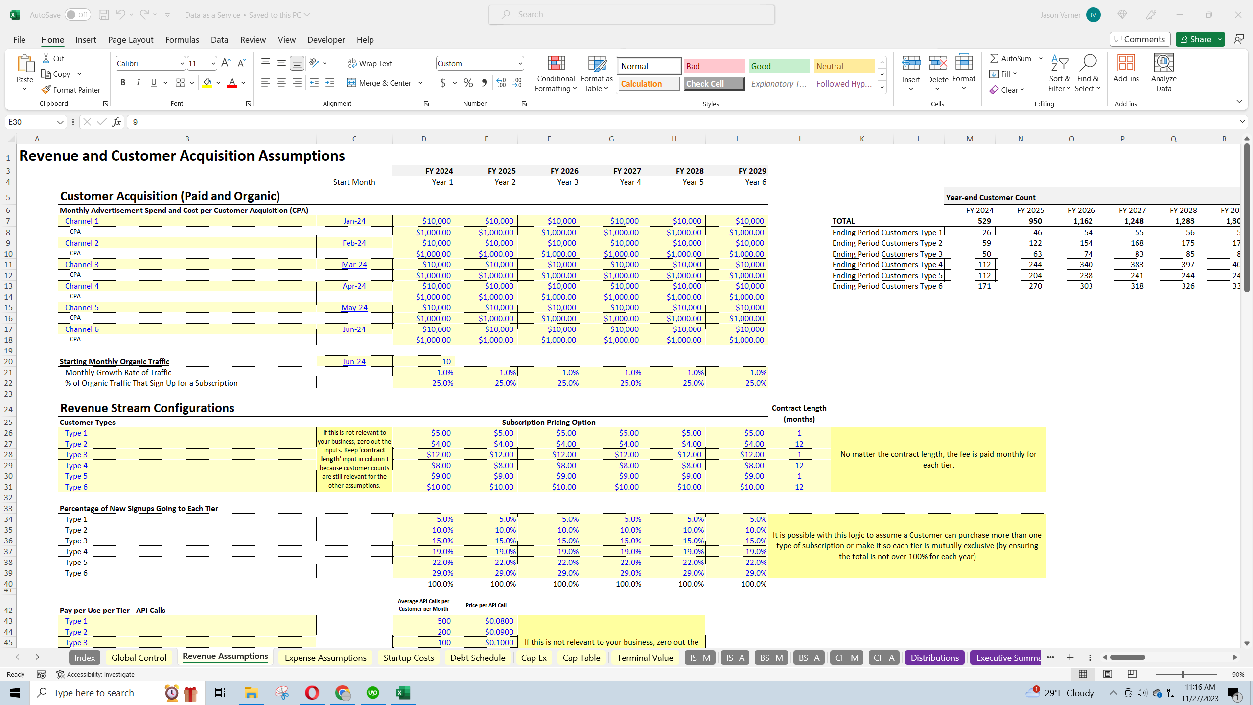 Data-as-a-Service Financial Model - Includes Financial Statements ...