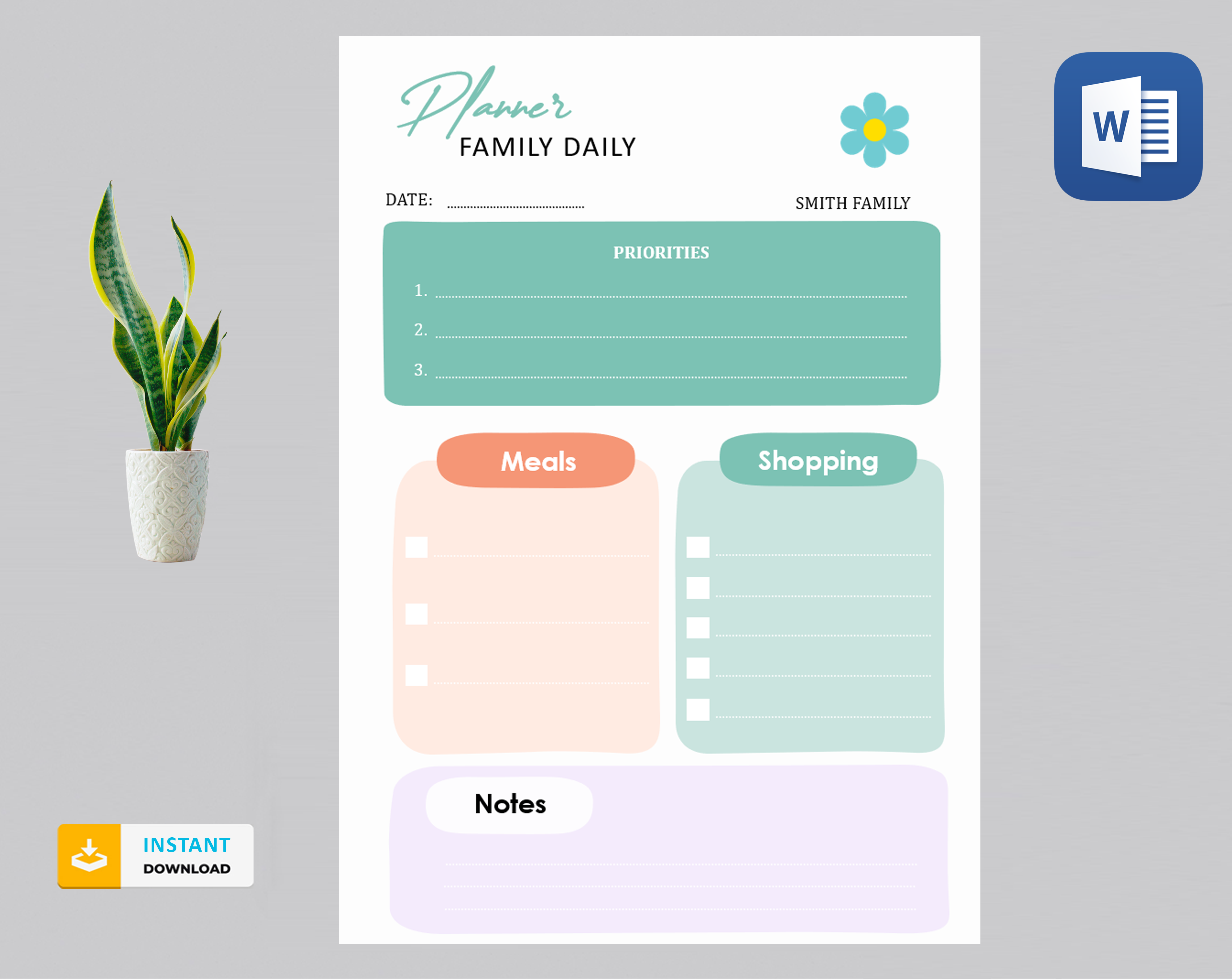 Family daily planner template - Eloquens