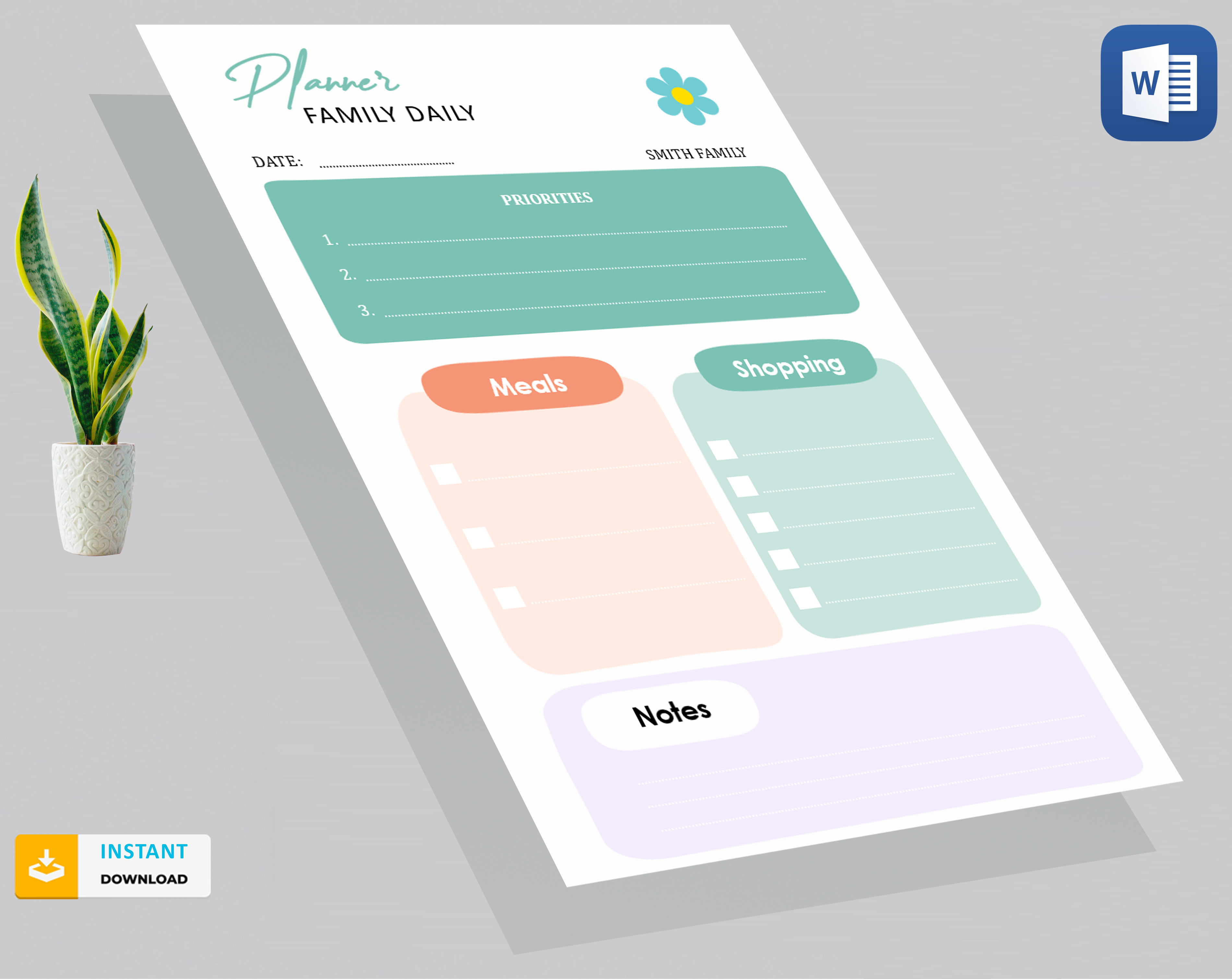 Family daily planner template - Eloquens