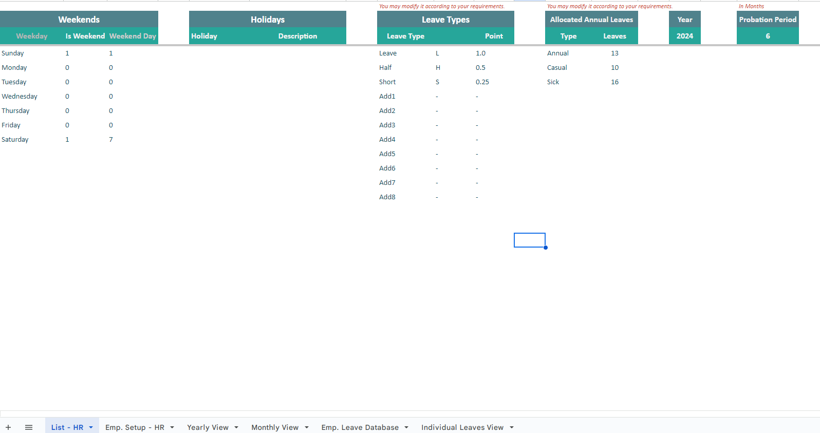 Dynamic Leave Tracker - Google Sheets - Eloquens