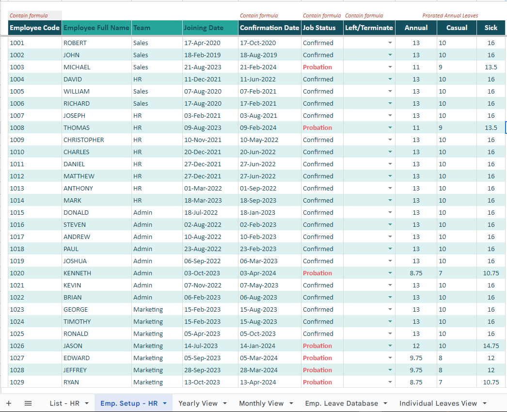 Dynamic Leave Tracker - Google Sheets - Eloquens