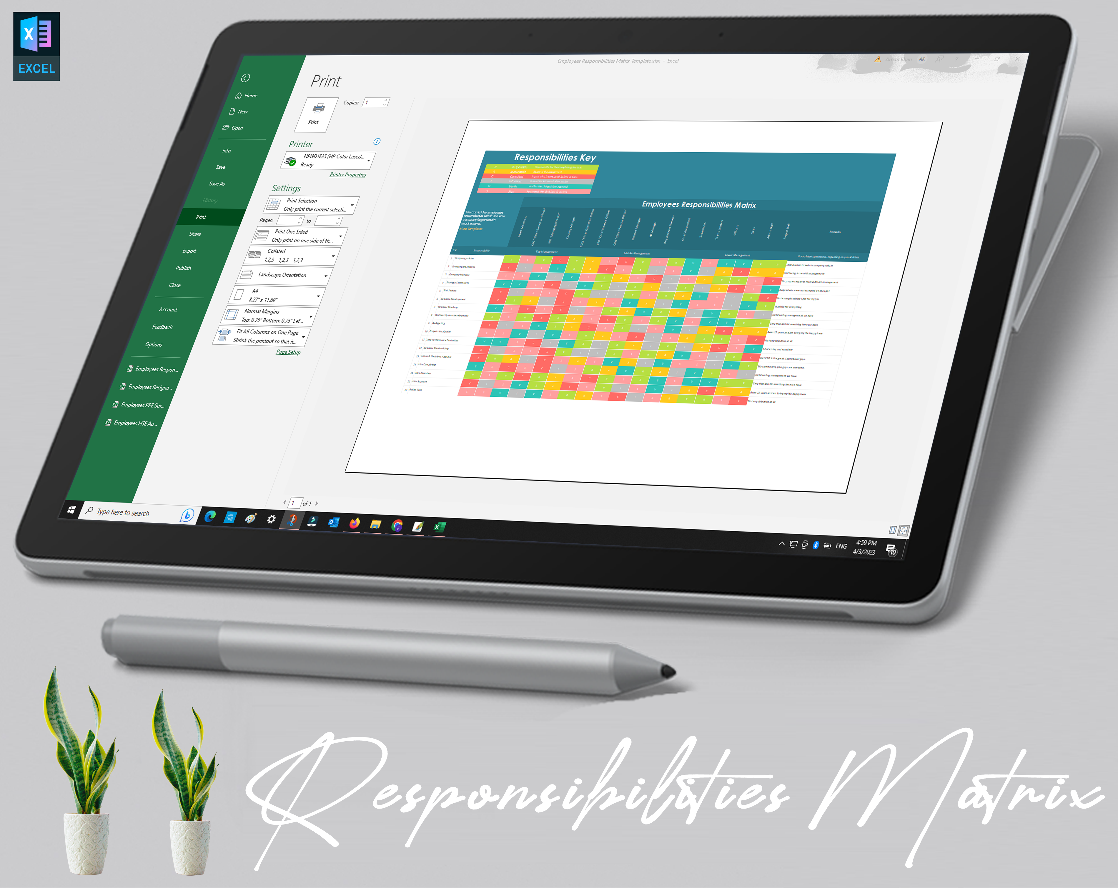 Employees Responsibilities Matrix Template - Eloquens
