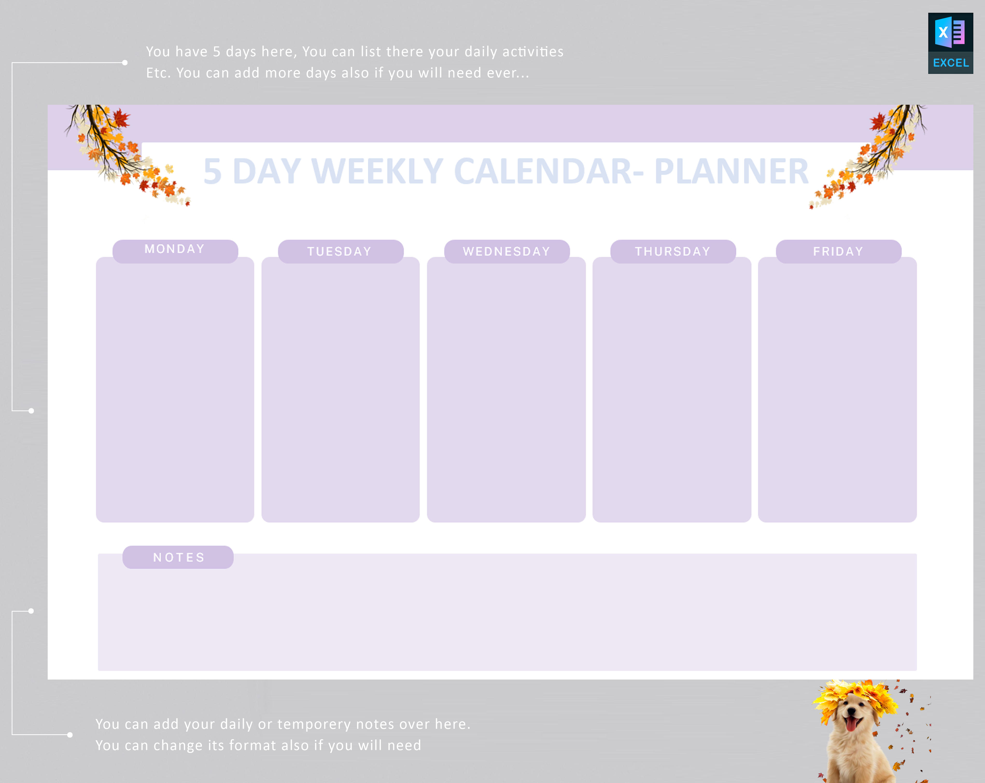 5 Day Weekly Calendar - Eloquens