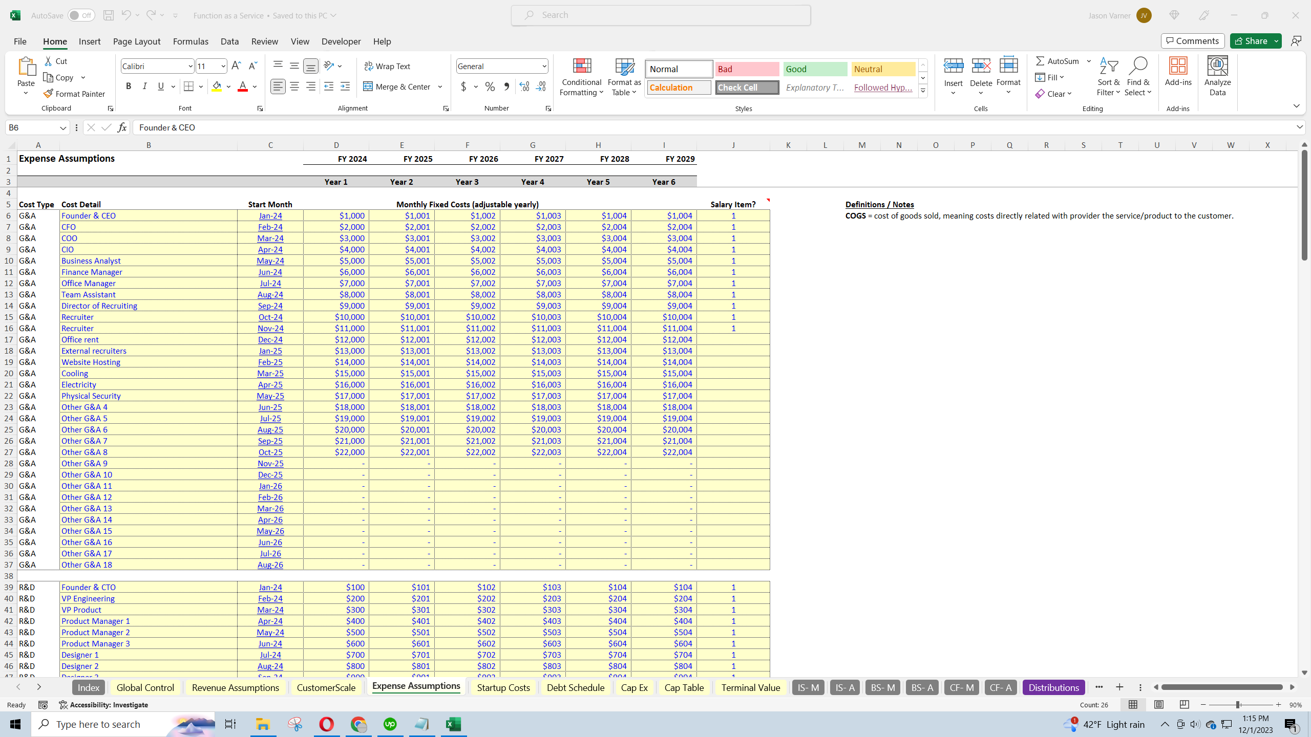 Serverless Computing Provider (FaaS) Financial Model - Eloquens