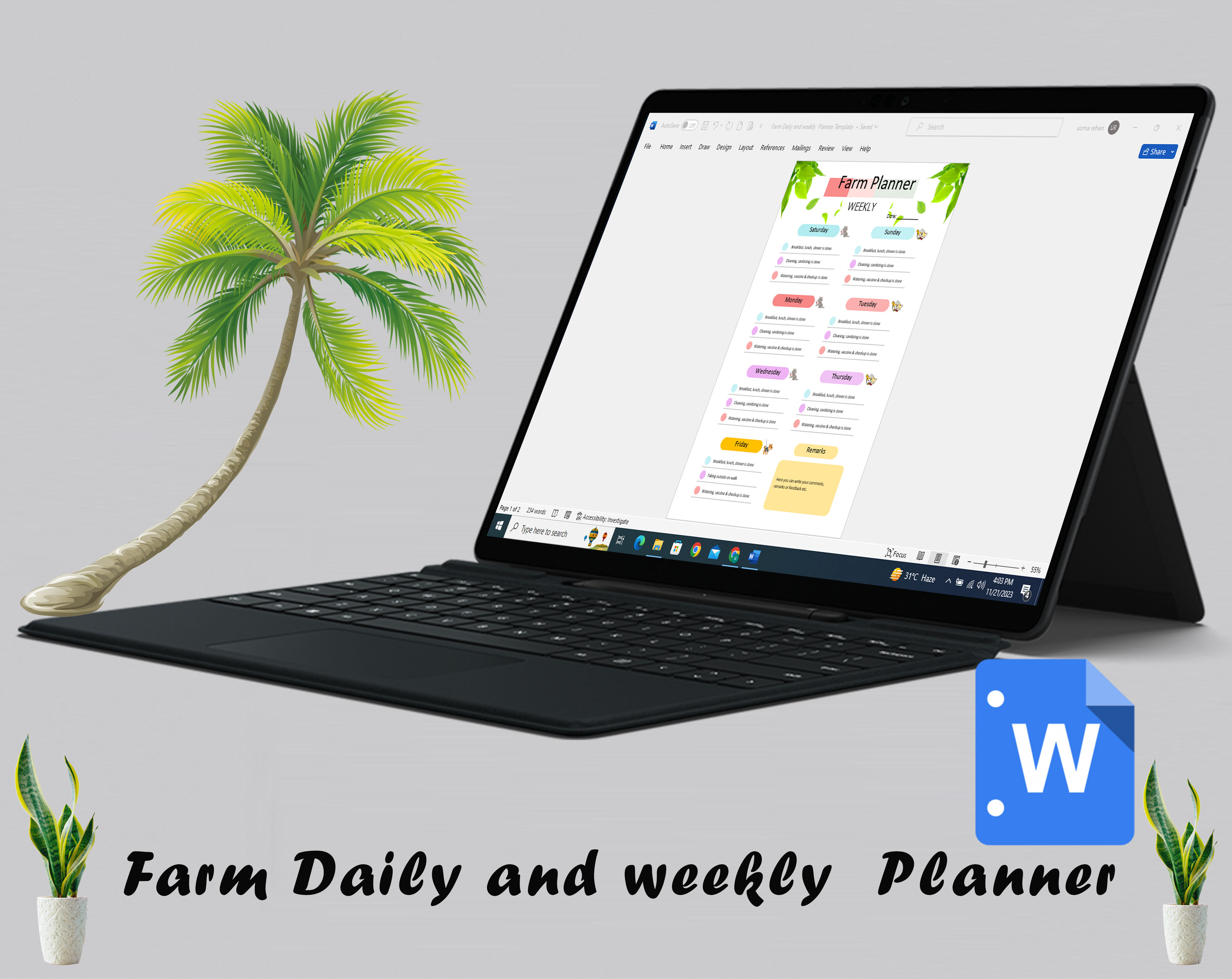 Farm Daily and weekly Planner - Eloquens
