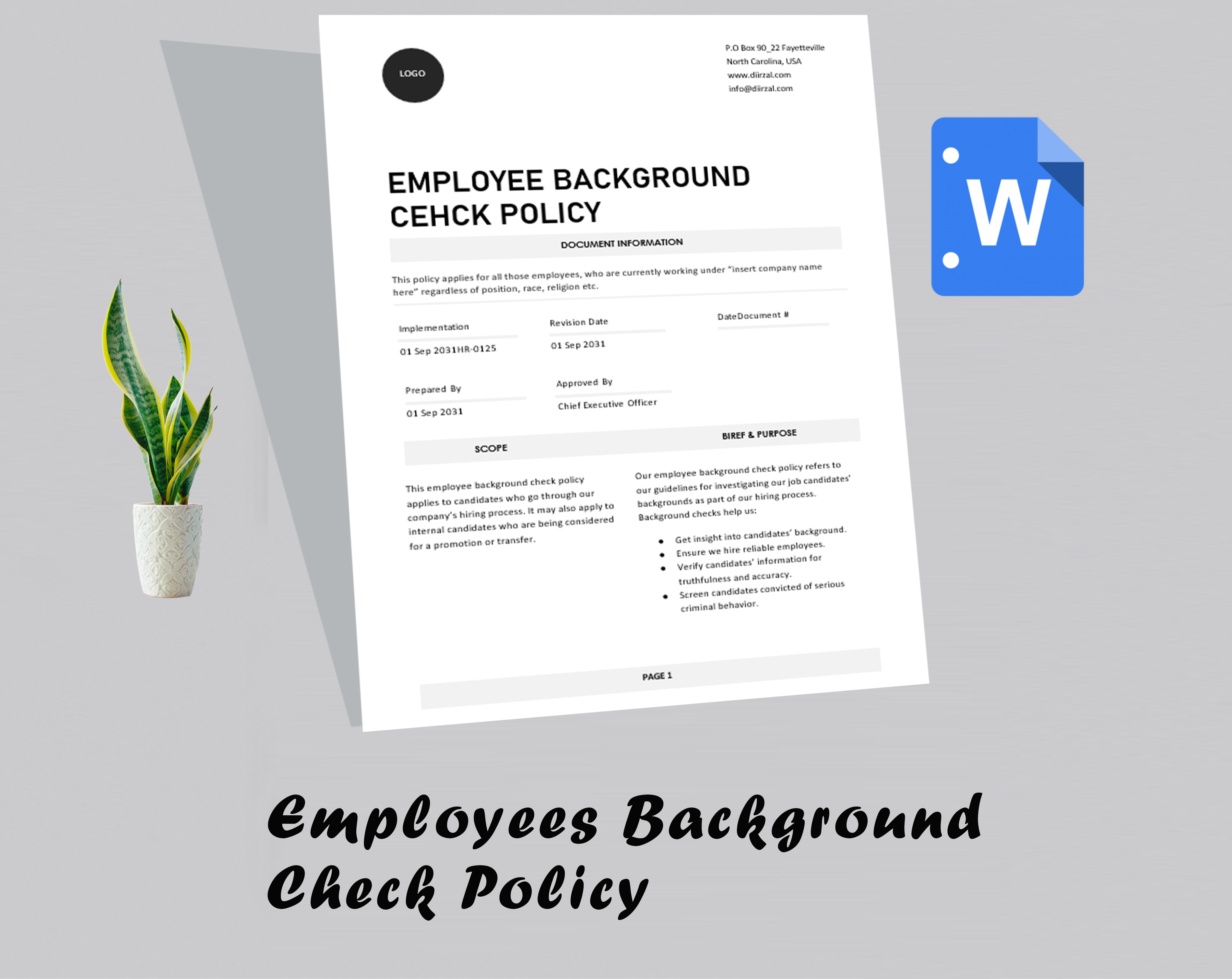 Employees Background Check Policy Template - Eloquens