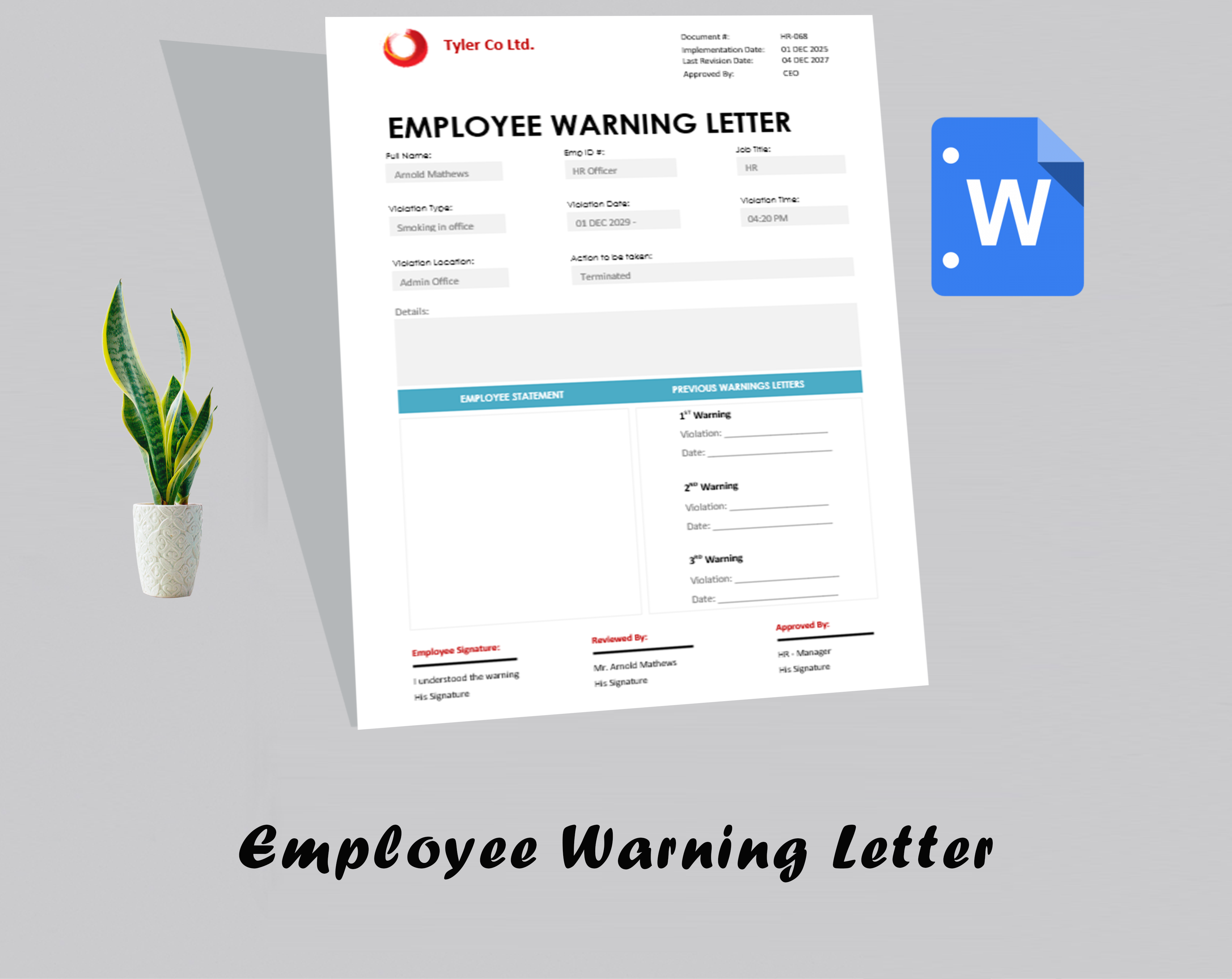 Employee Warning Letter Template - Eloquens