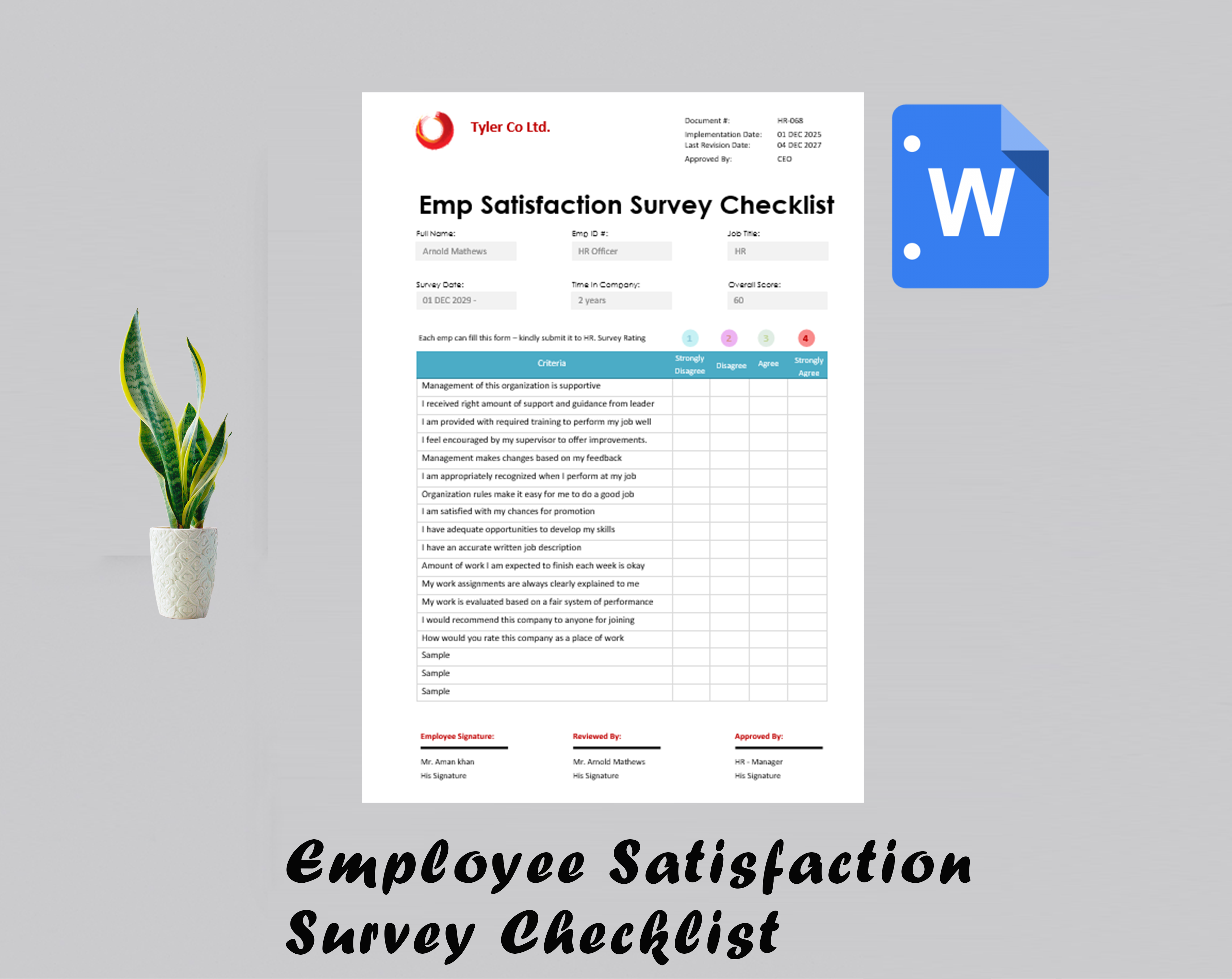 Employee Satisfaction Survey Checklist - Eloquens