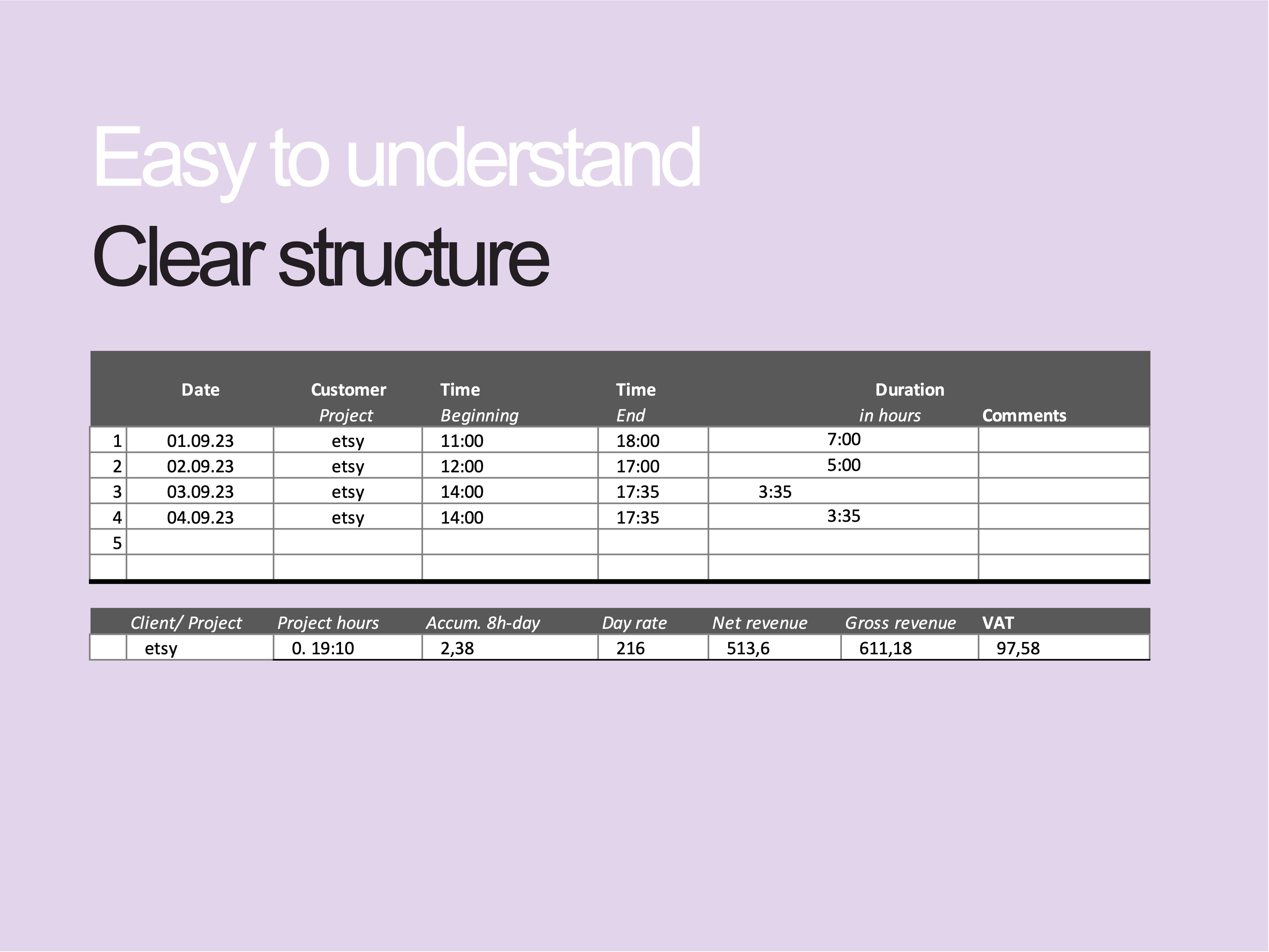 Timesheet | Time Tracking for Project Accounting in ENG | Excel ...