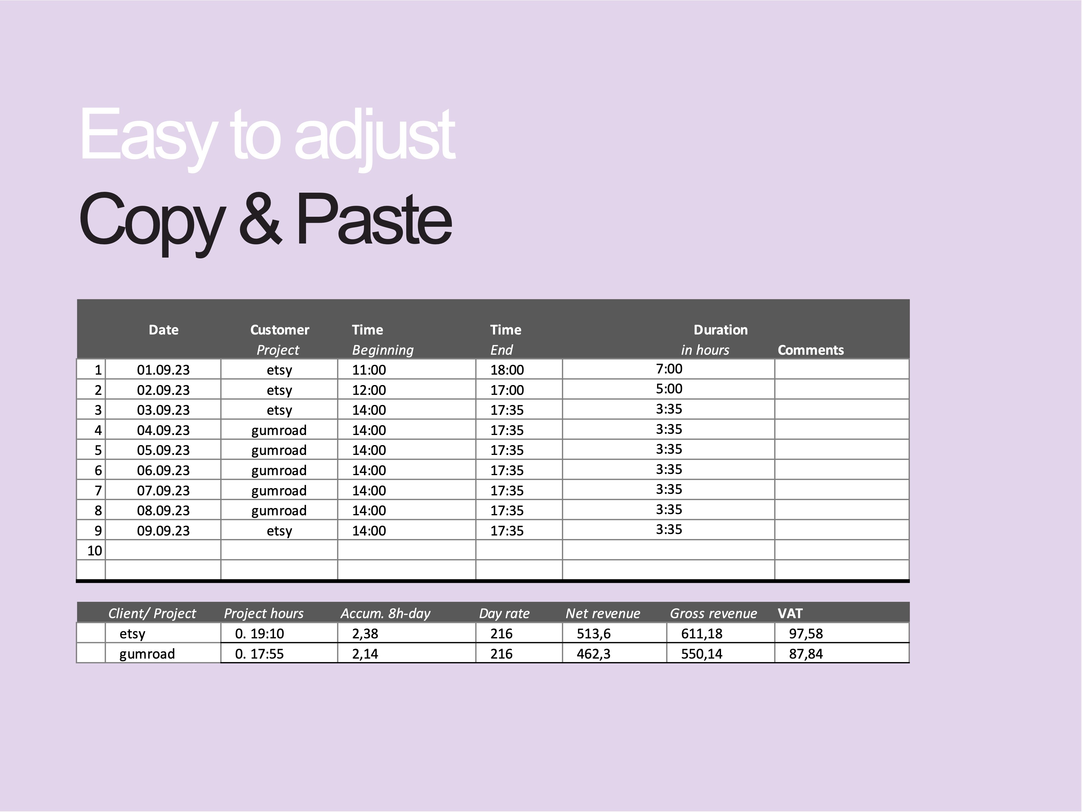 Timesheet | Time Tracking for Project Accounting in ENG | Excel ...