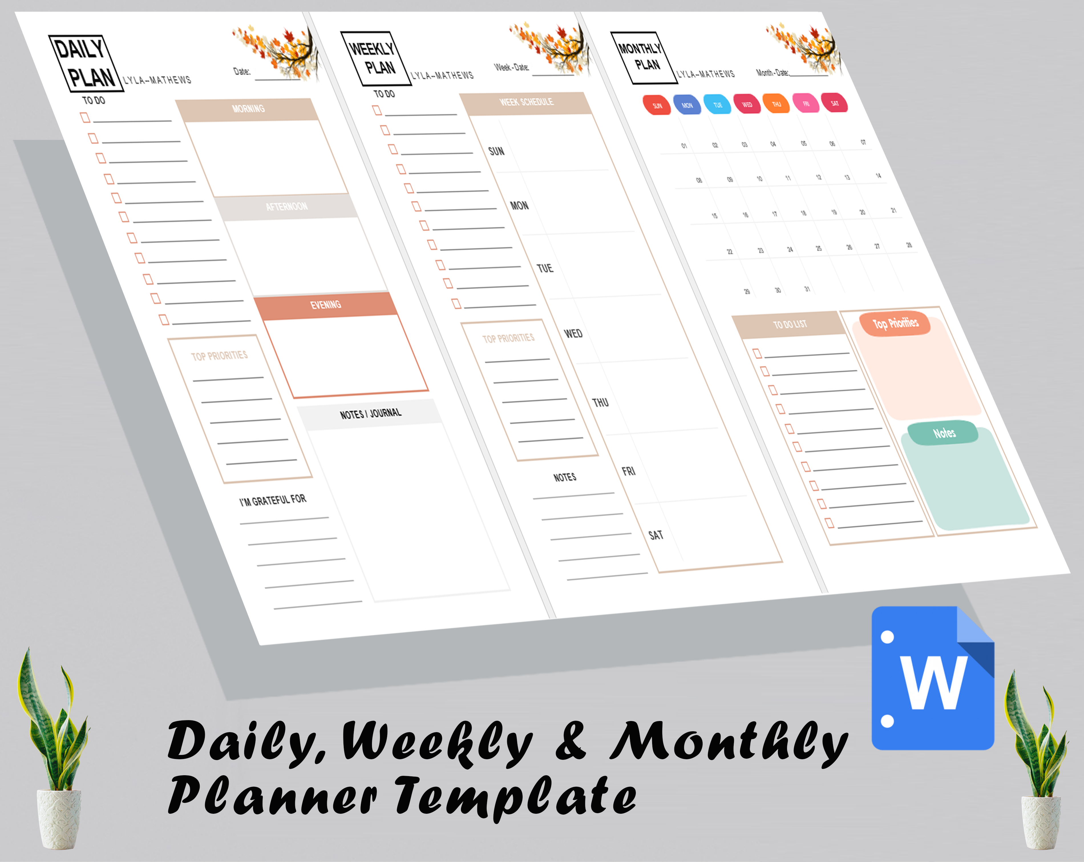 Daily, Weekly & Monthly Planner Template - Eloquens
