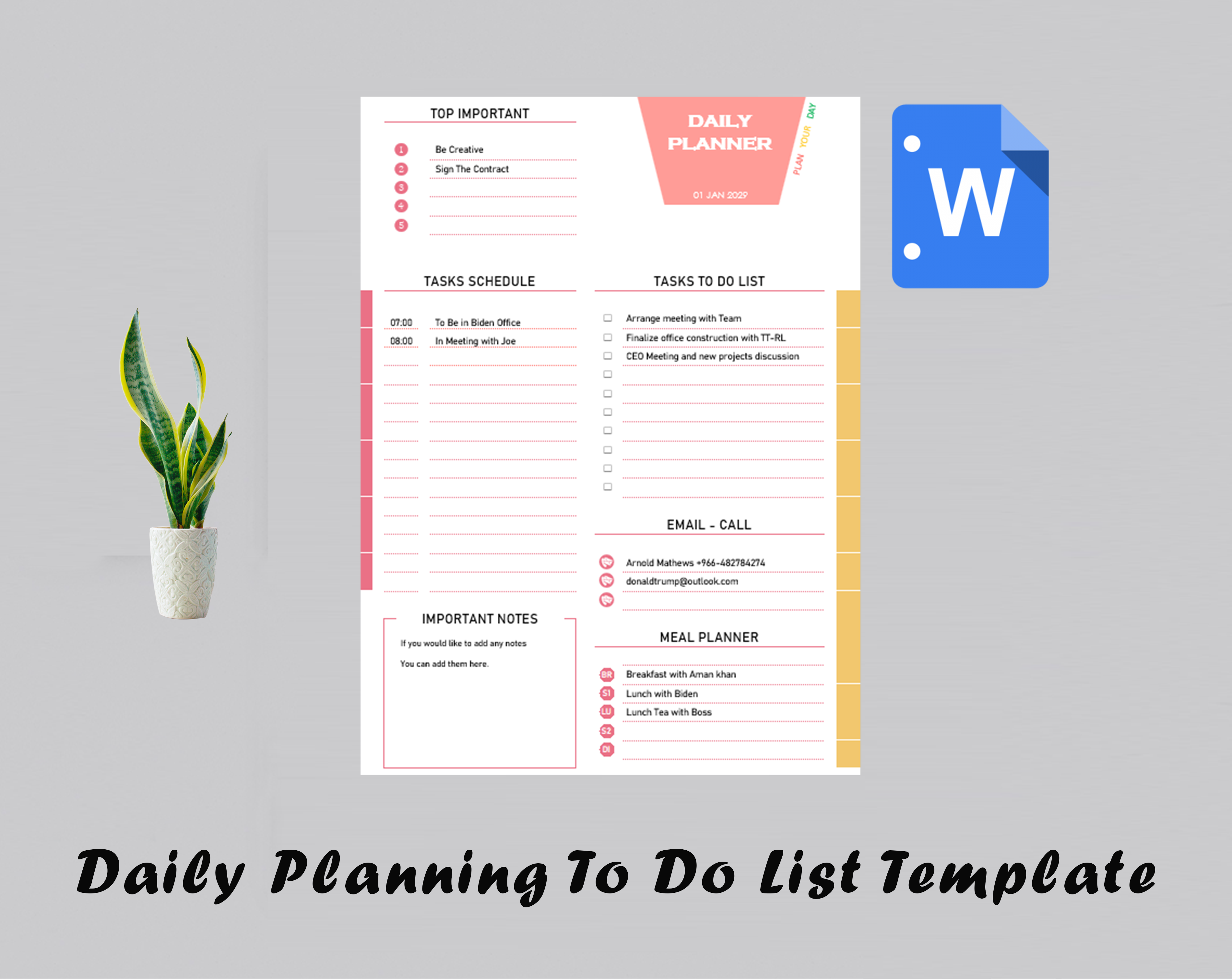 Daily Planning To Do List Template - Eloquens