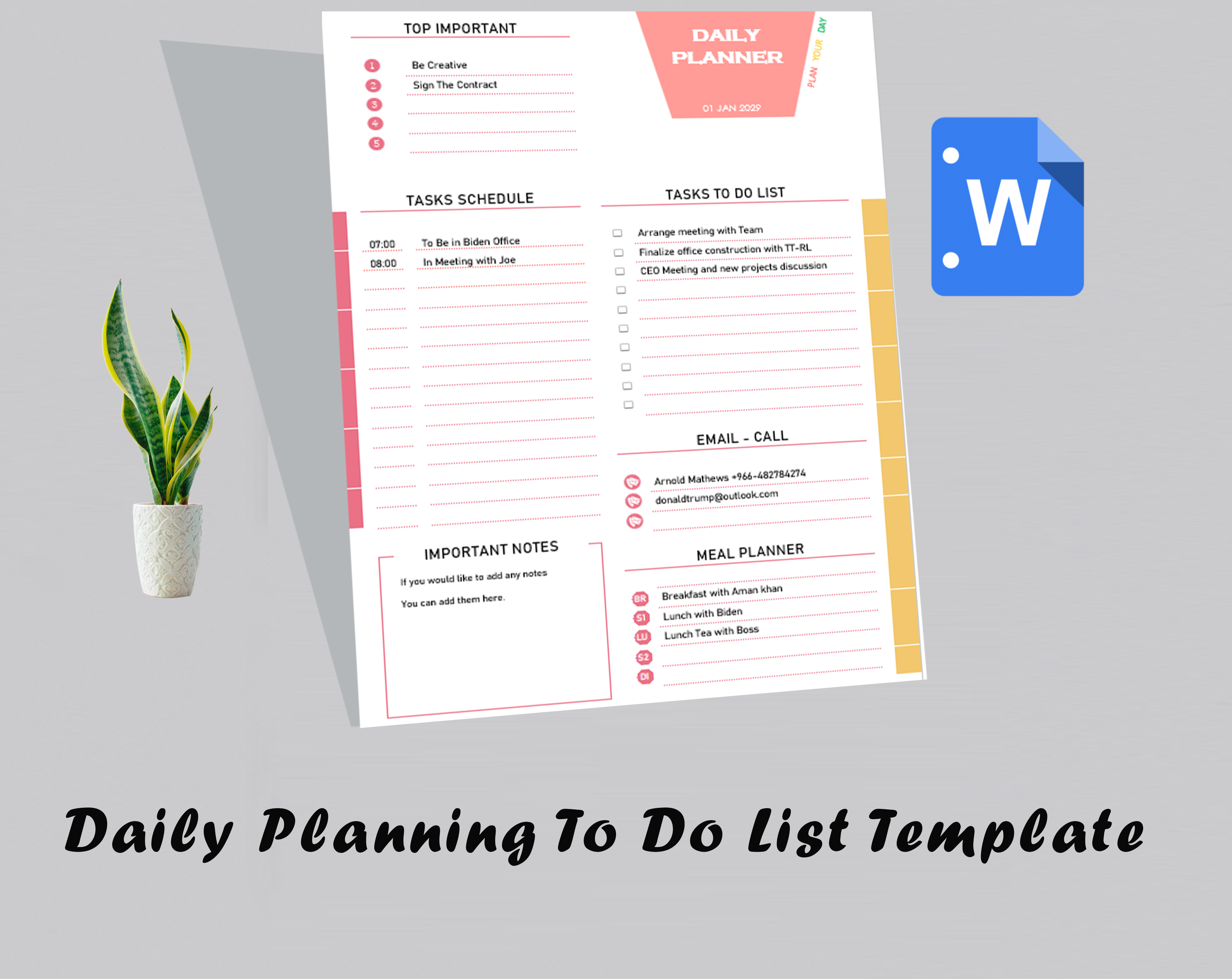 Daily Planning To Do List Template - Eloquens