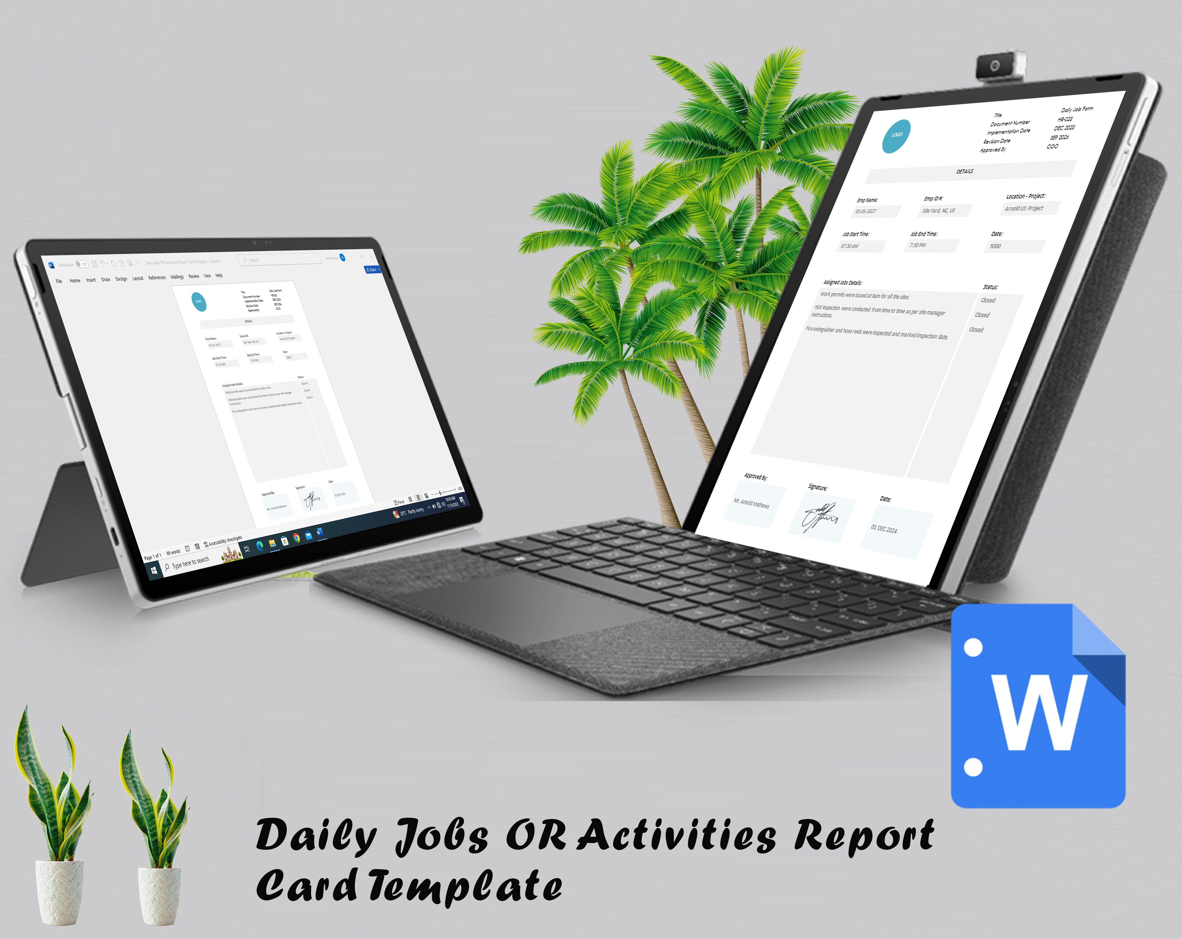 Daily Jobs OR Activities Report Card Template - Eloquens