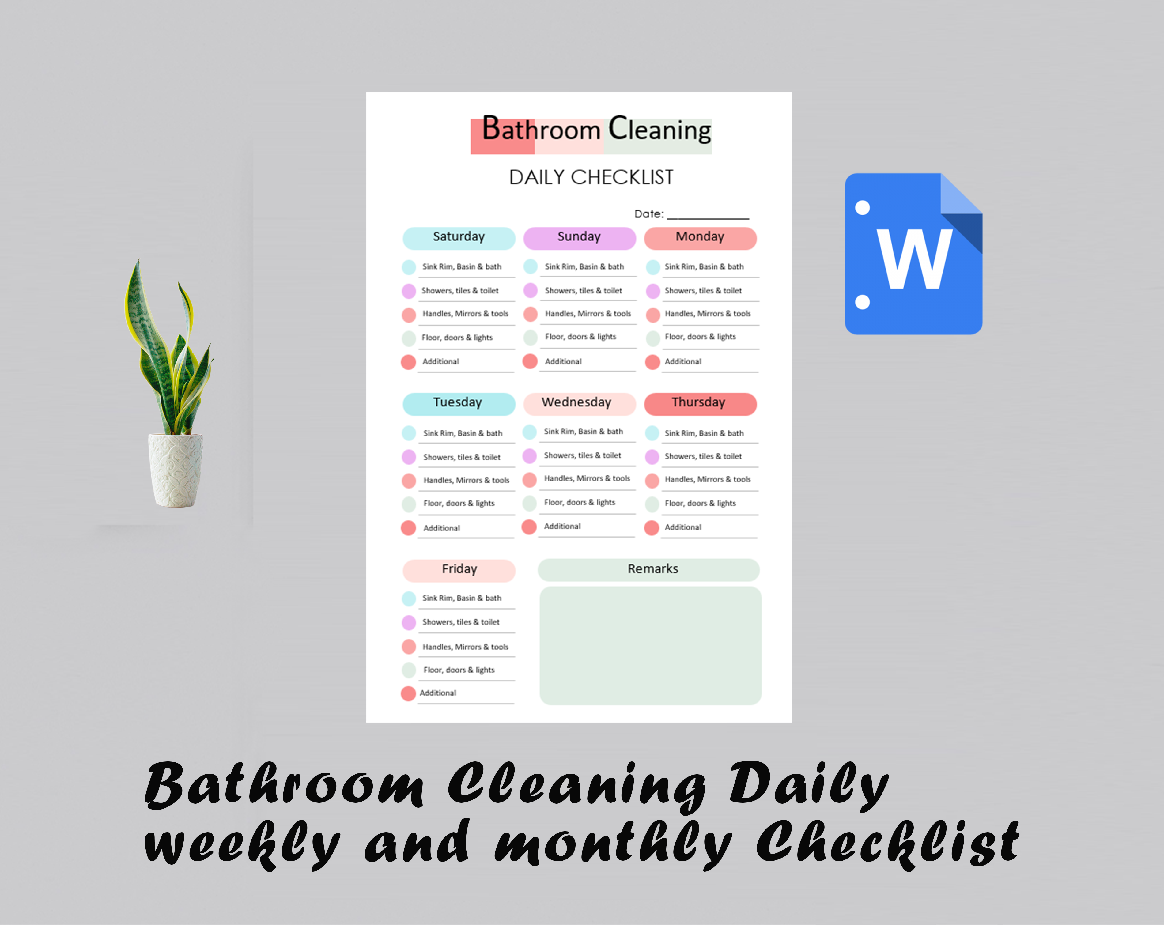 Bathroom Cleaning Daily weekly and monthly Checklist - Eloquens