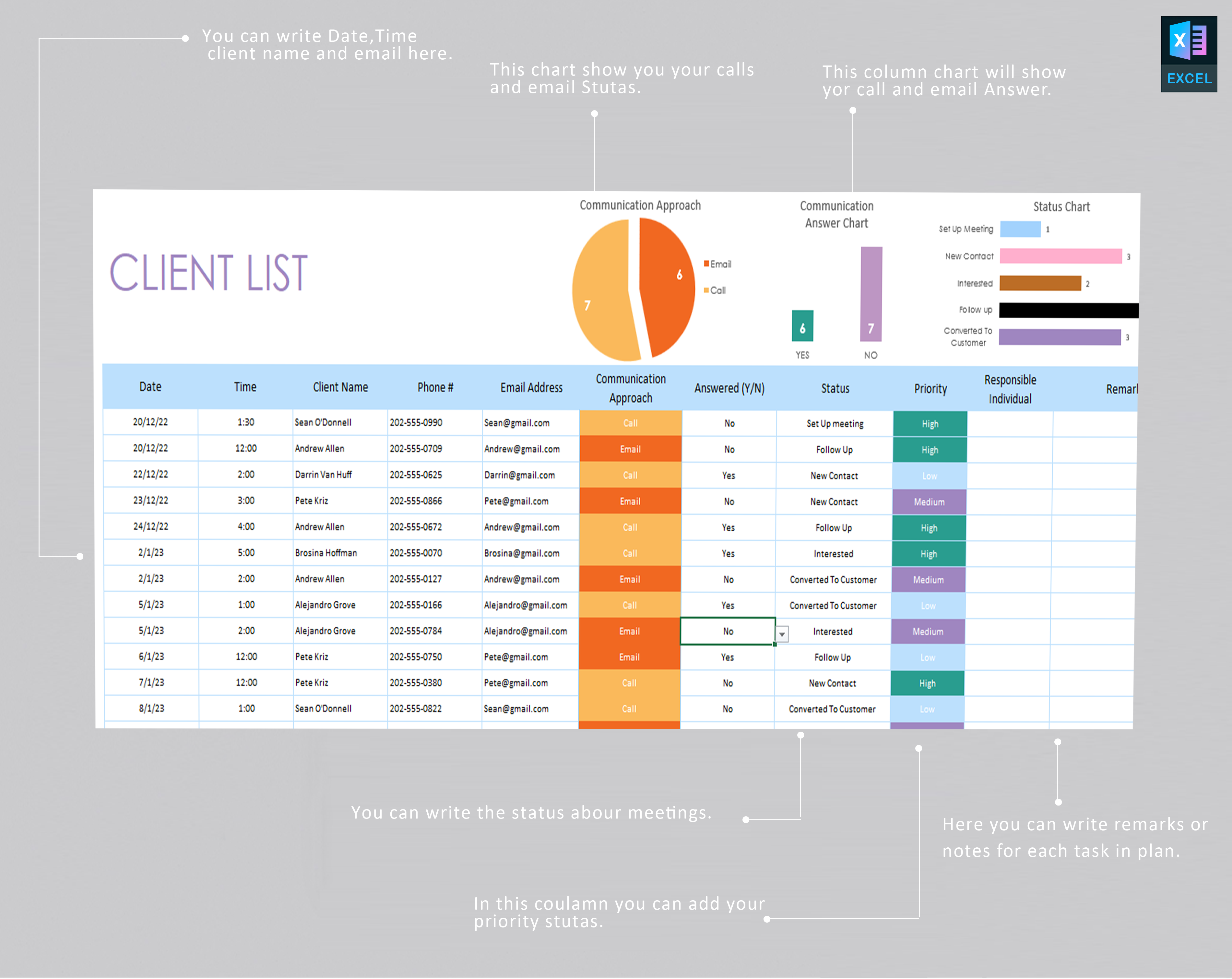 Client Email Tracking Matrix - Eloquens