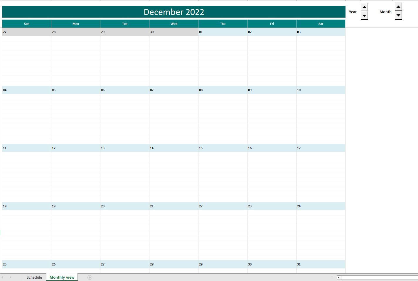 Monthly Calendar View - Eloquens