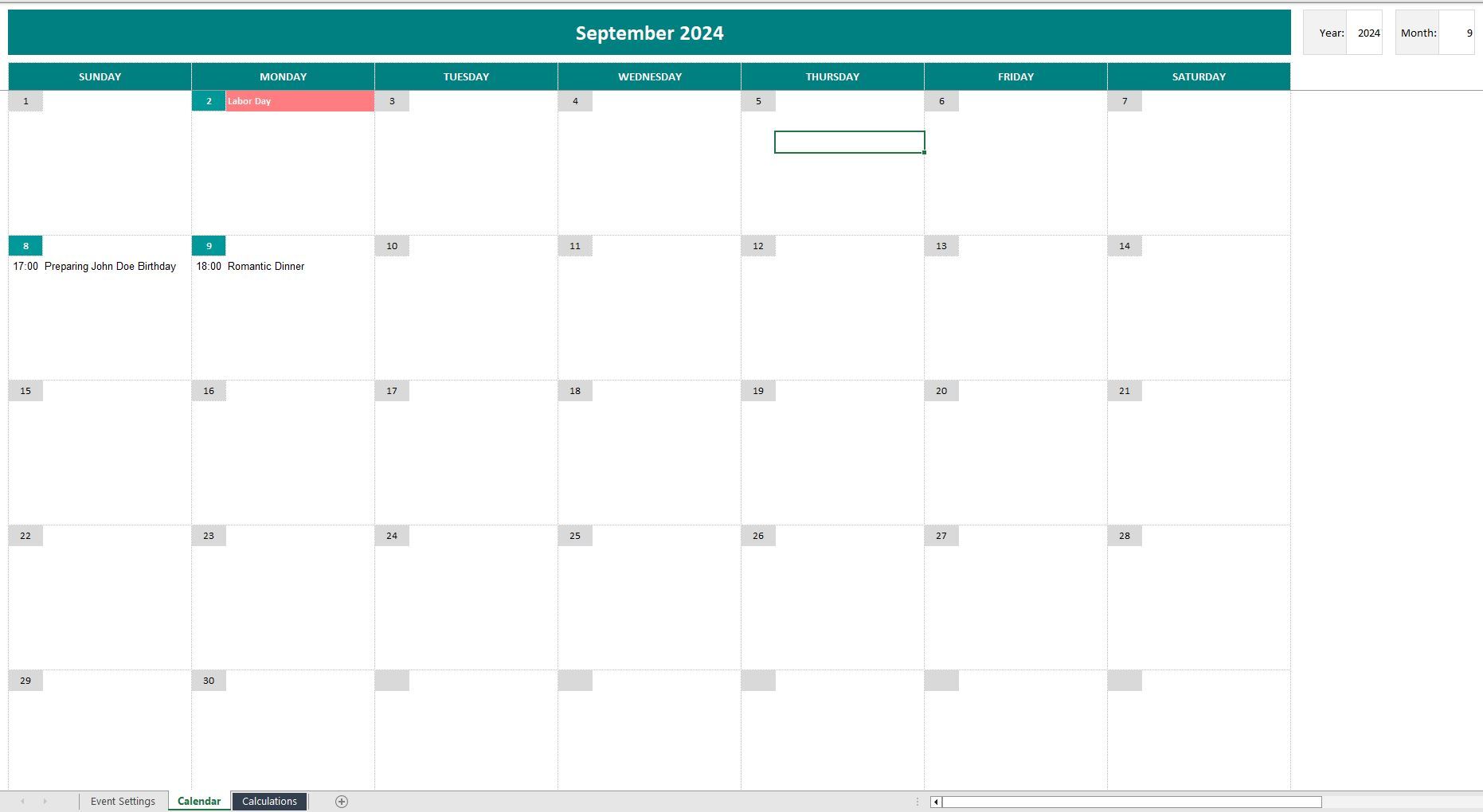 Monthly Calendar View - Eloquens