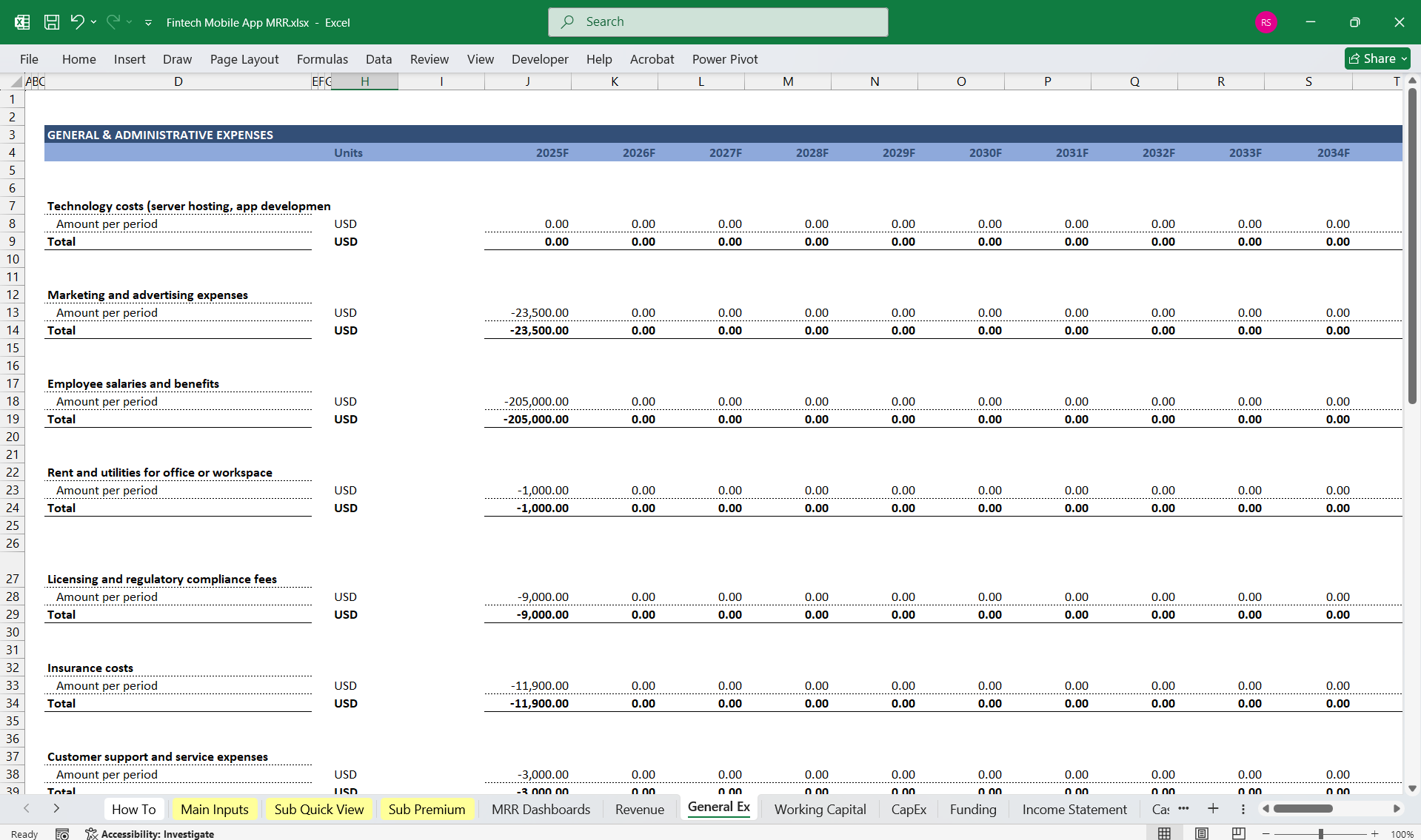 Fintech Mobile App Financial Model - Eloquens